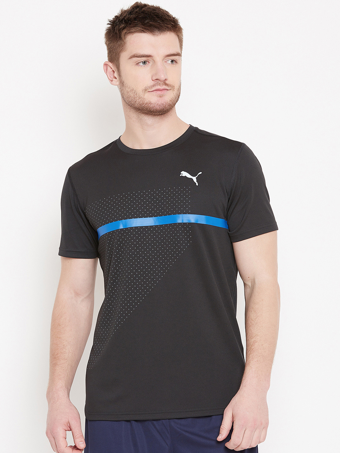 Buy Puma Men Black Solid Ignite Graphic Round Neck Running T Shirt ...