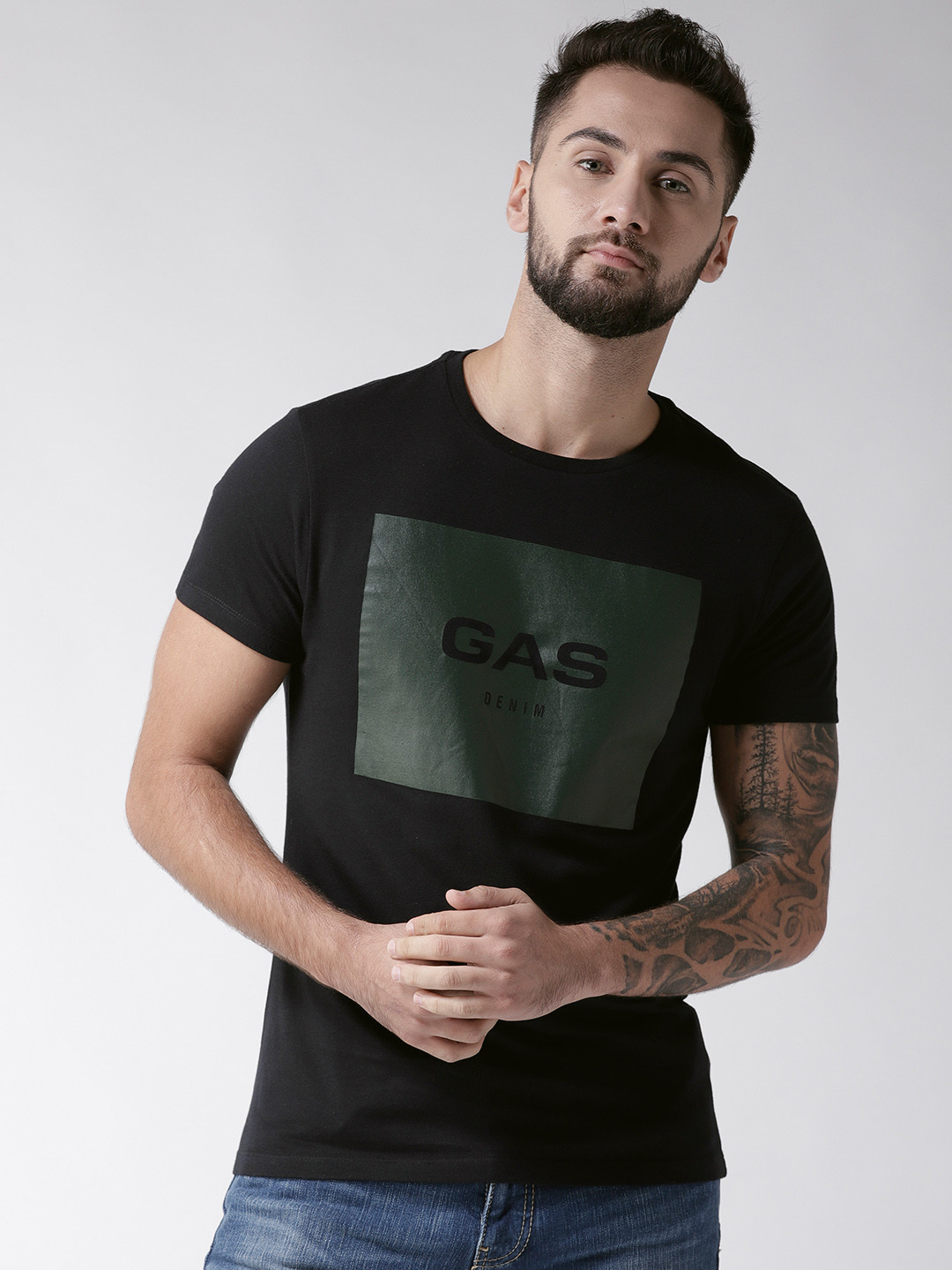 Buy GAS Men Black Printed Round Neck T Shirt - Tshirts for Men 7154376 ...