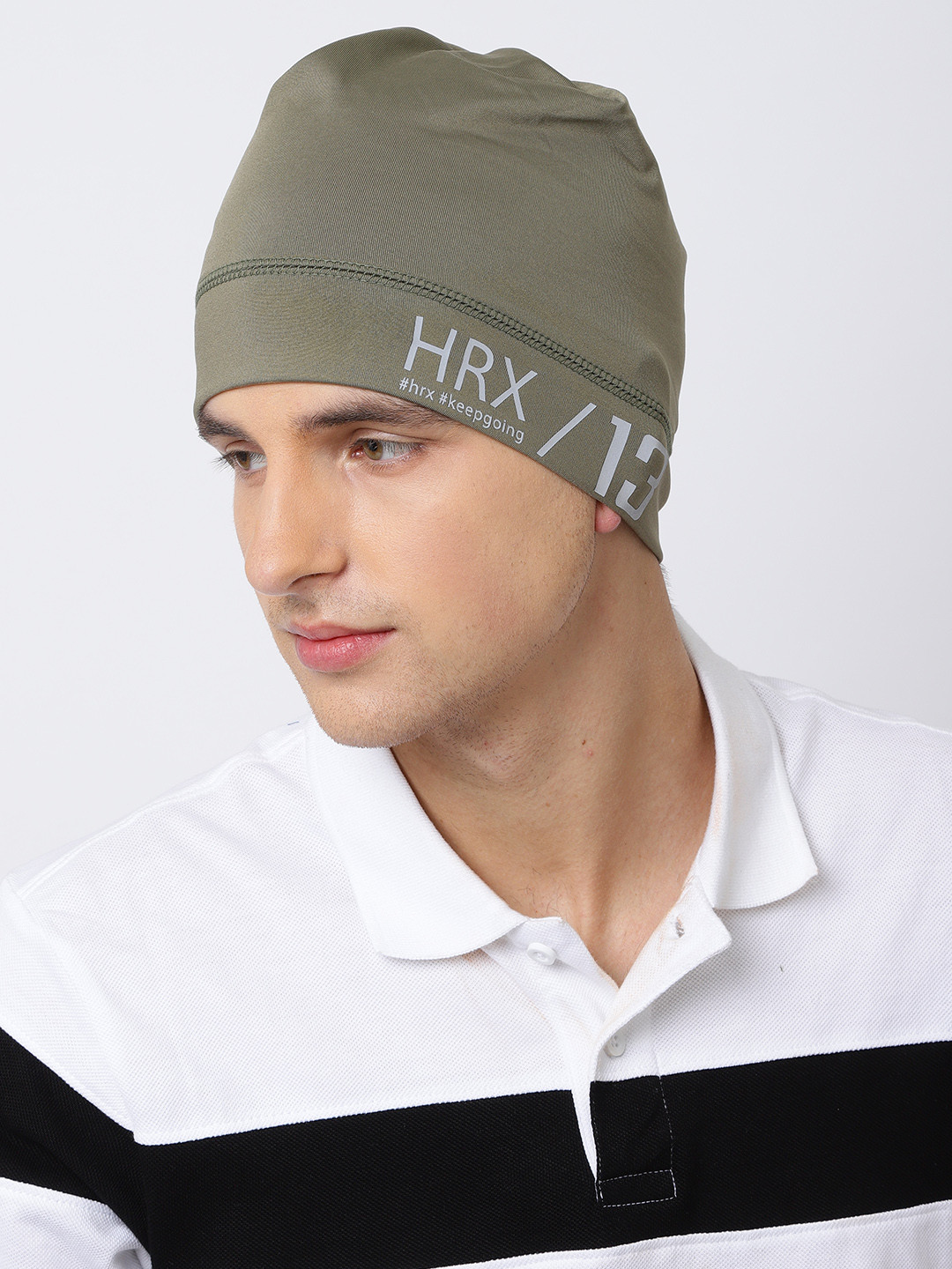 Buy HRX By Hrithik Roshan Unisex Olive Green Solid Beanie - Caps for ...