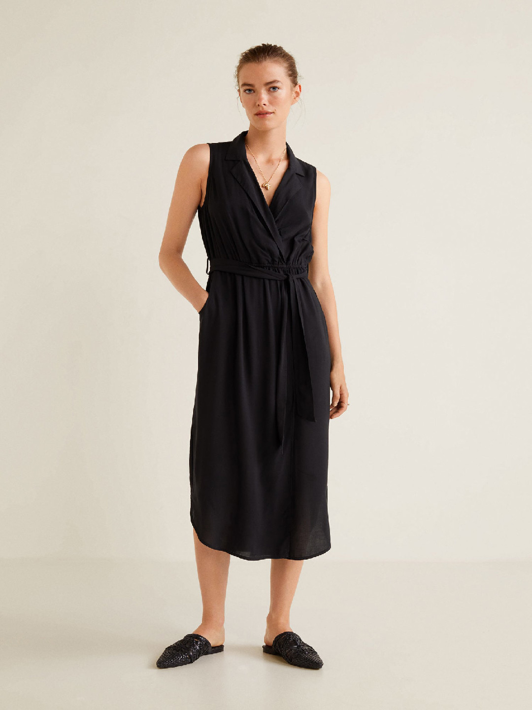 Buy MANGO Women Black Solid Wrap Dress - Dresses for Women 7158119 | Myntra