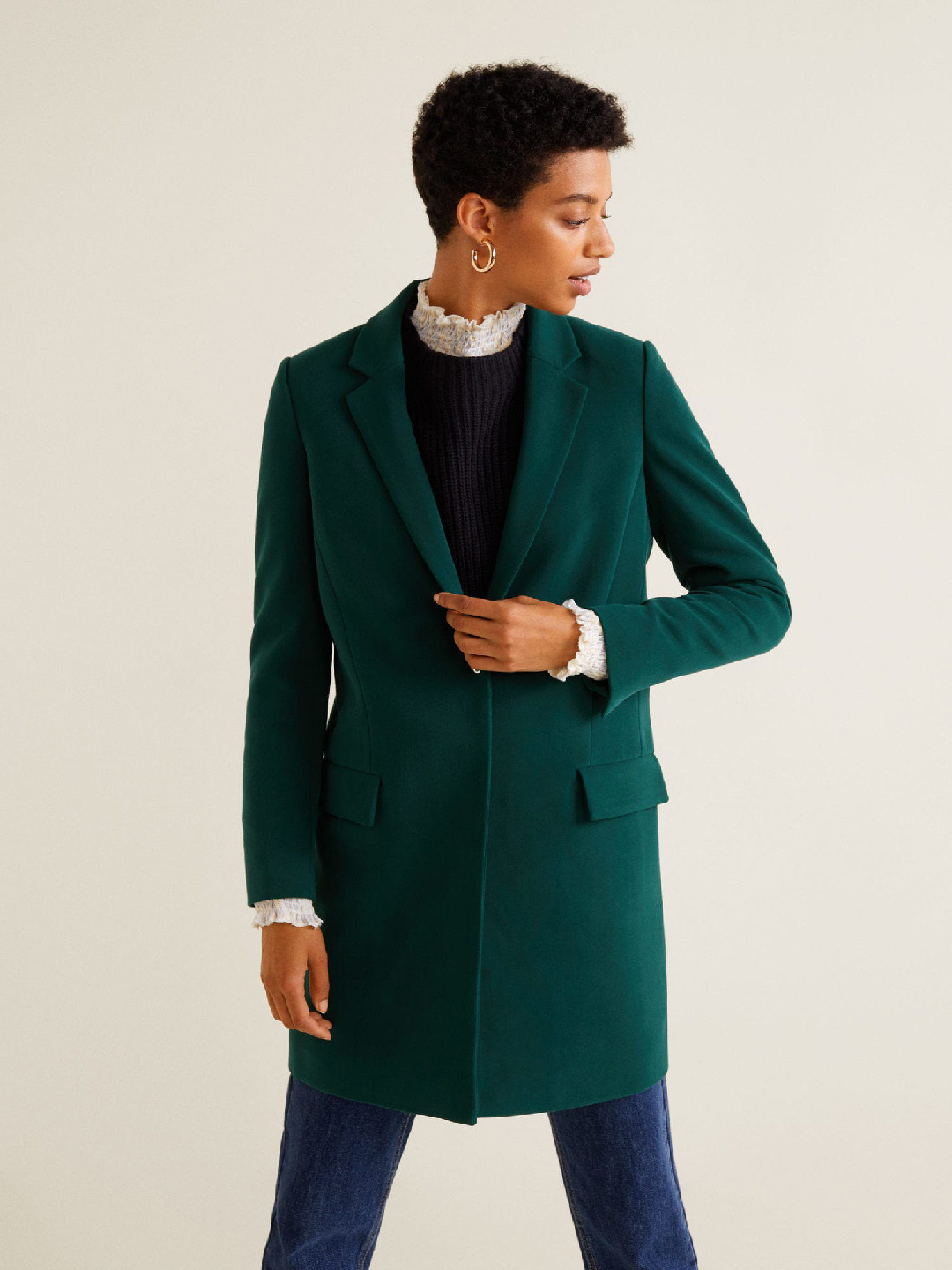 Buy MANGO Women Green Solid Longline Coat - Coats for Women 7158231 ...