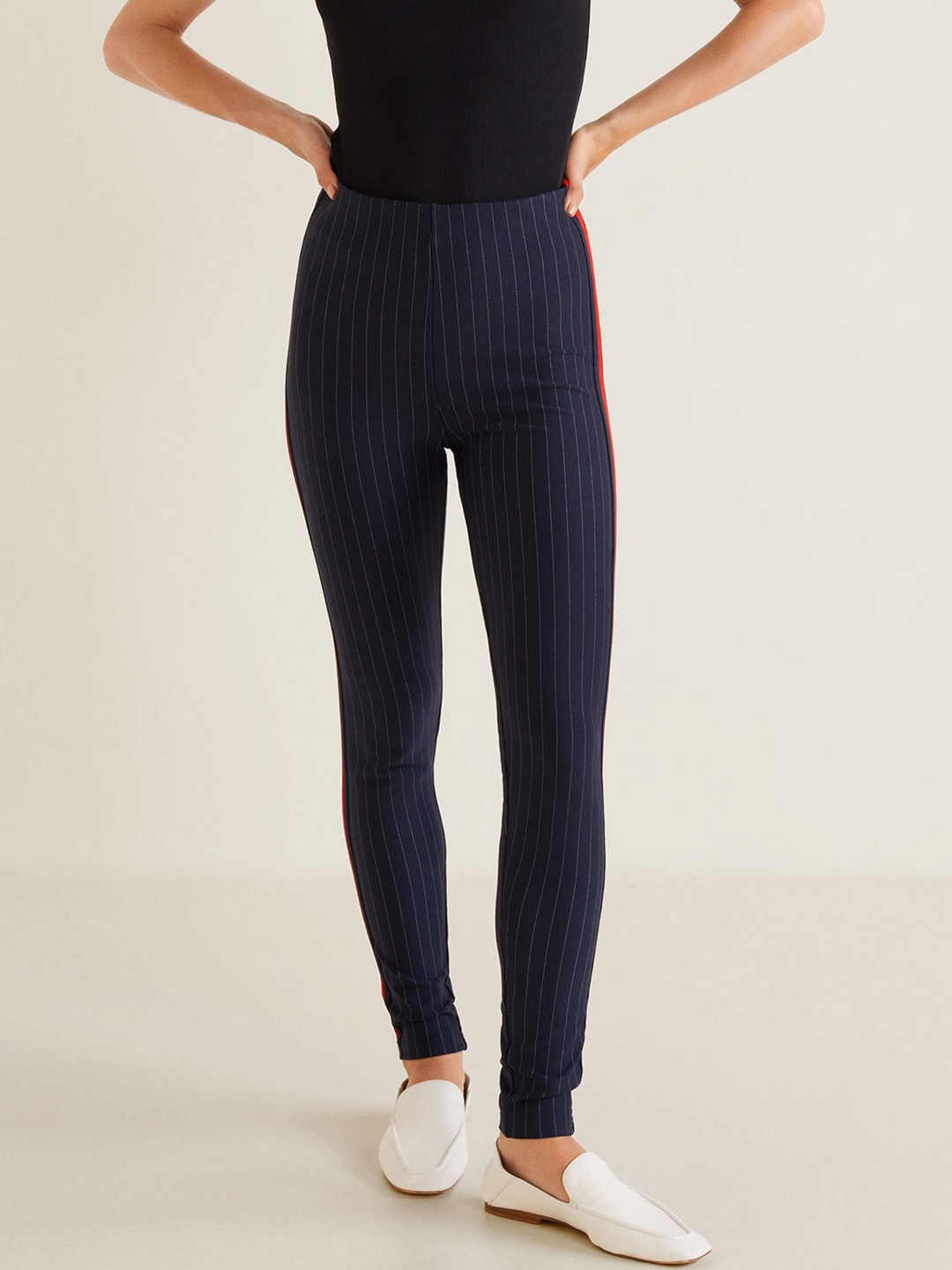 Buy MANGO Women Navy Blue Striped Leggings - Leggings for Women 7158293 ... Buy MANGO Women Navy Blue Striped Leggings - Leggings for Women 7158293 ...