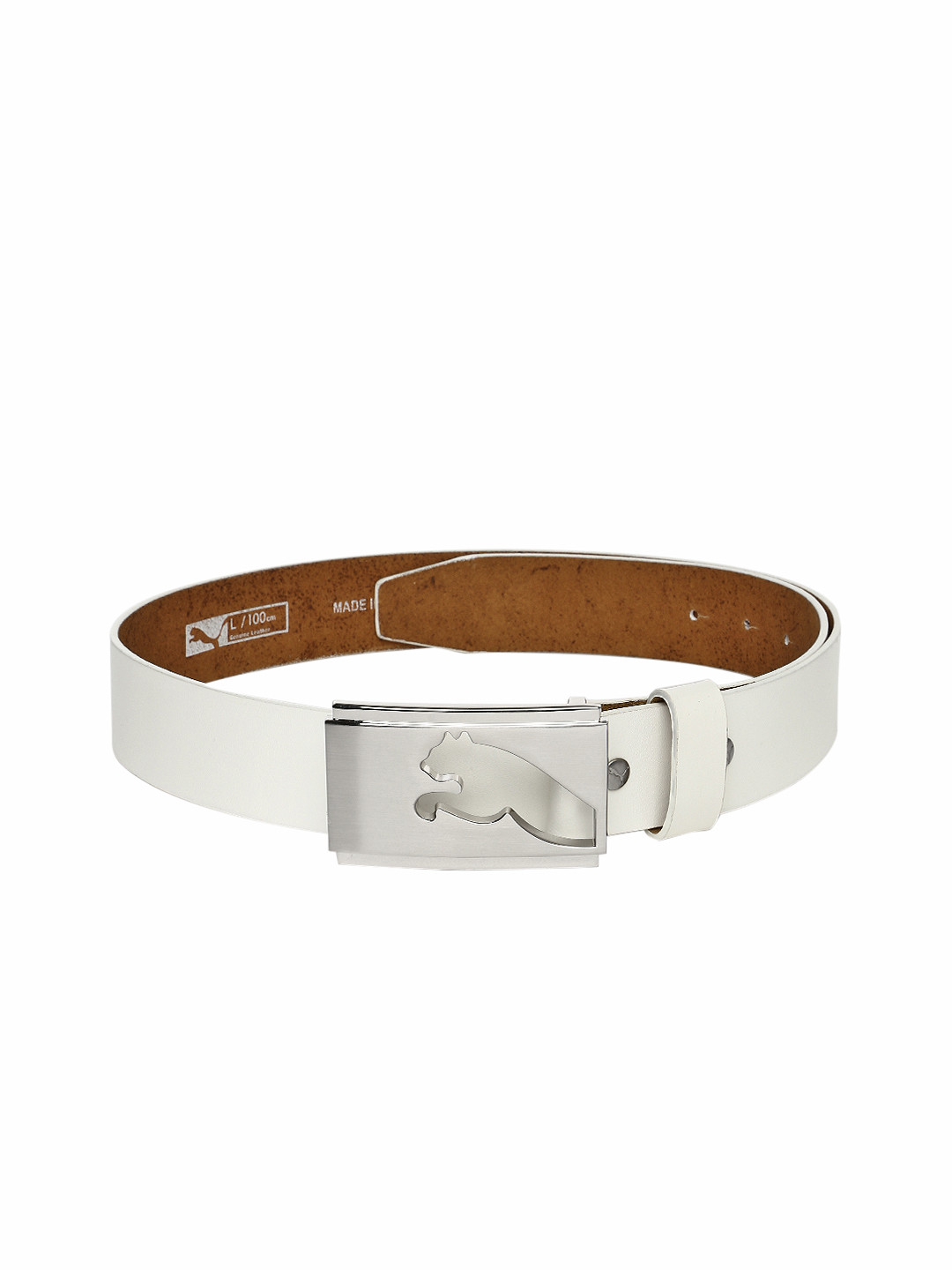 Buy PUMA Men White Leather Highlight Fitted Belt - Belts for Men 715873 ...