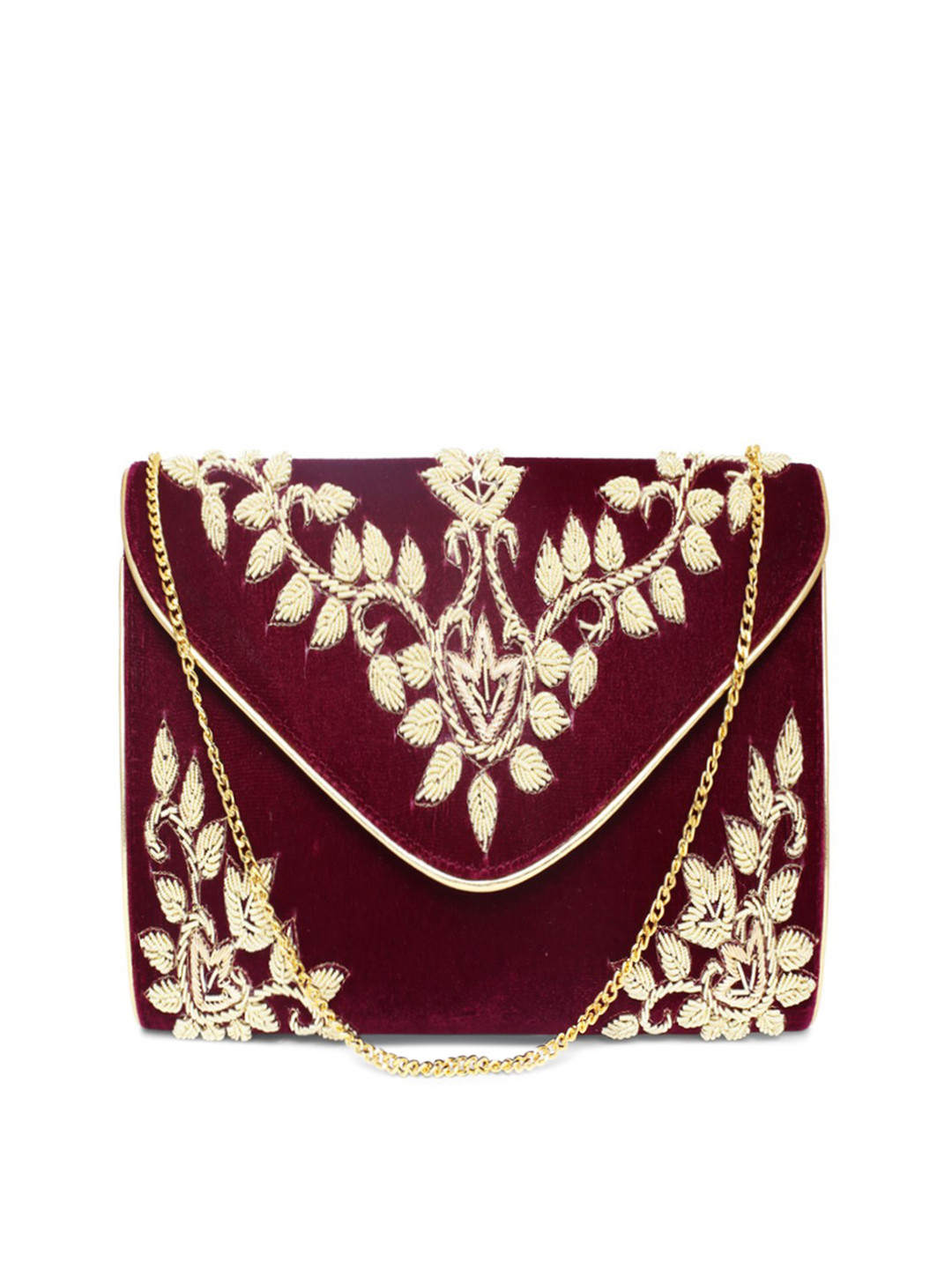 Buy Tarini Nirula Maroon Embellished Clutch - Clutches for Women ...