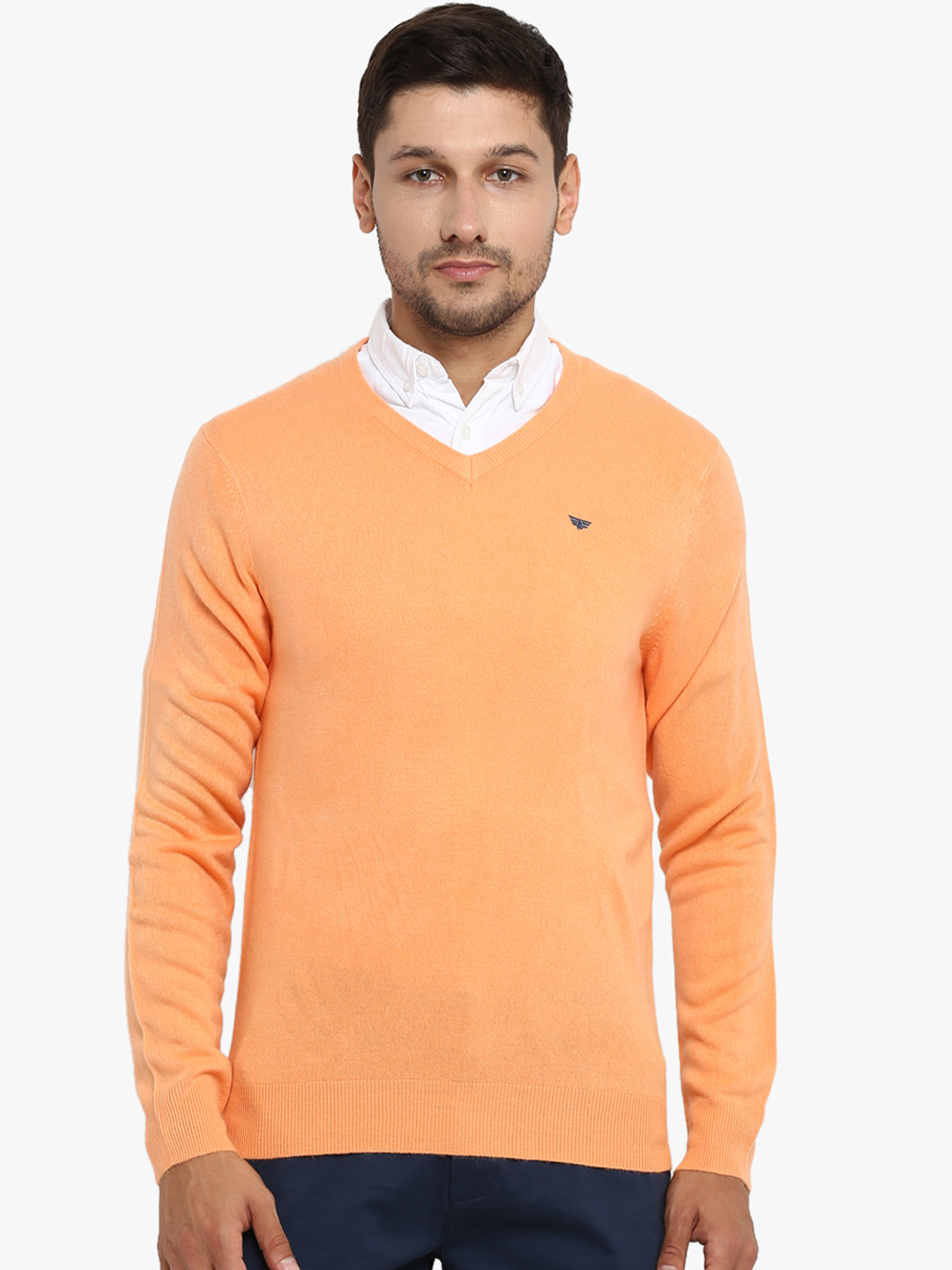 Buy Red Tape Men Peach Coloured Solid Pullover - Sweaters for Men ...