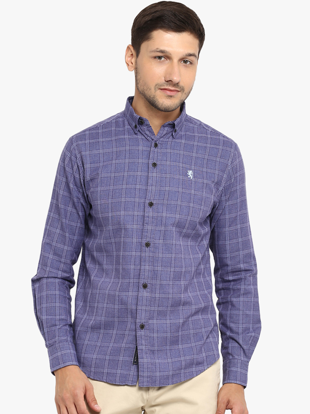 Buy Red Tape Men Blue & Off White Checked Casual Shirt - Shirts for Men ...