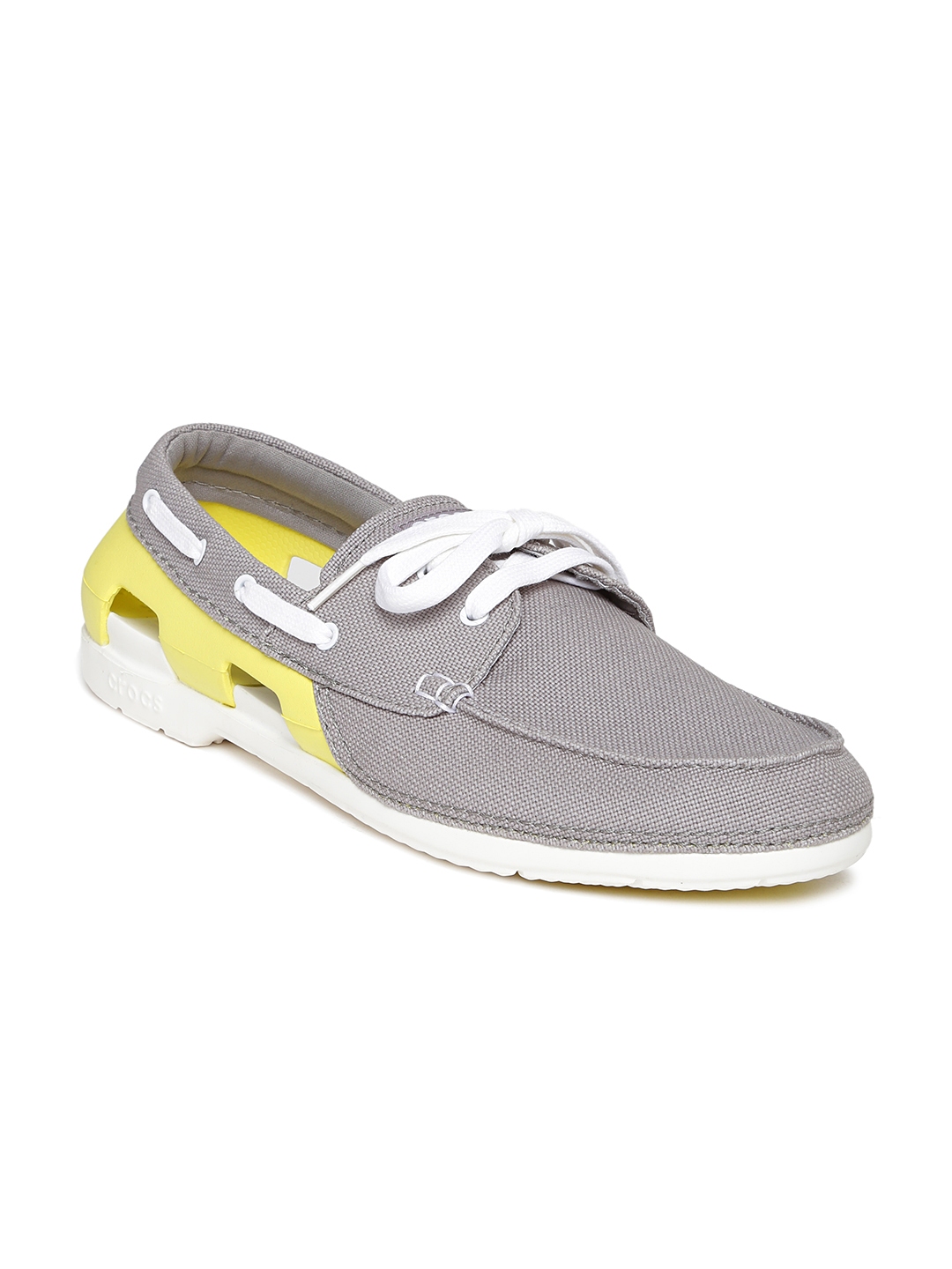Buy Crocs Men Grey Canvas Boat Shoes Casual Shoes For Men 718151 Myntra