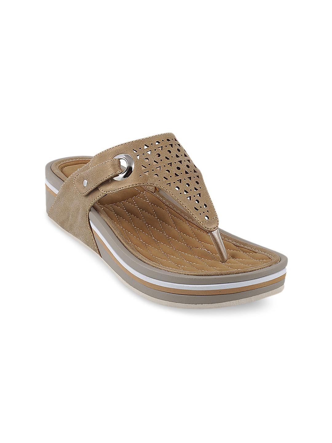 Buy Mochi Women Beige Solid Sandals - Heels for Women 7183760 | Myntra