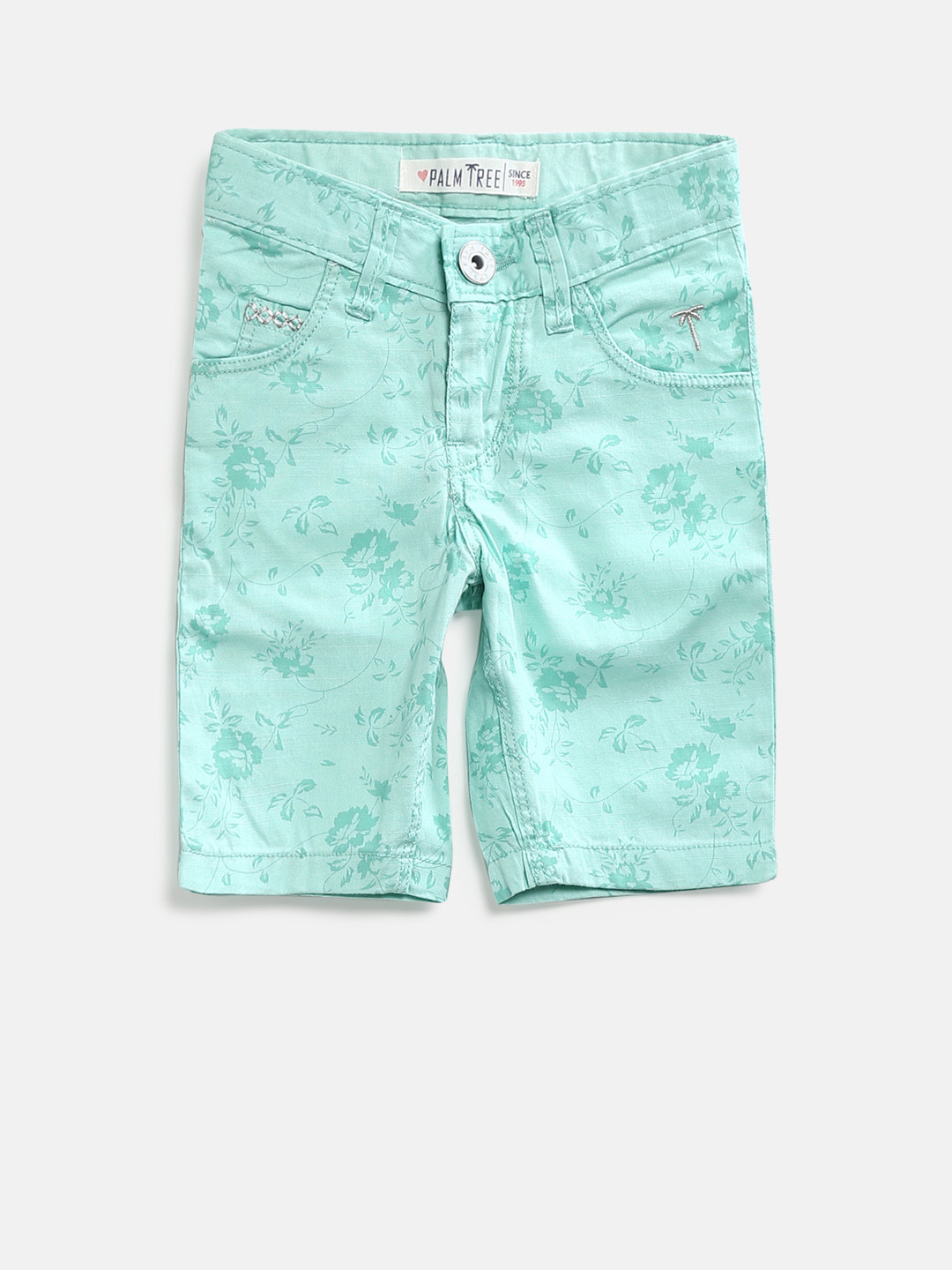 Buy Palm Tree Girls Green Printed Regular Fit Capris - Capris for Girls ...