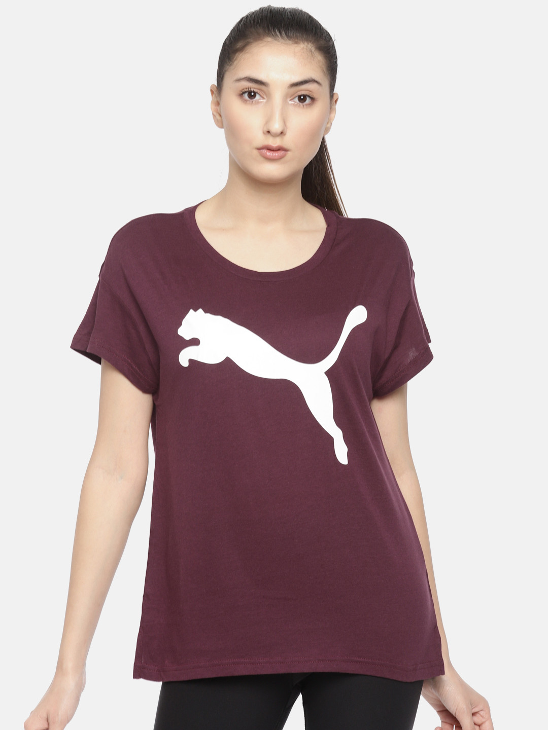 Buy Puma Women Purple Printed Round Neck T Shirt - Tshirts for Women ...