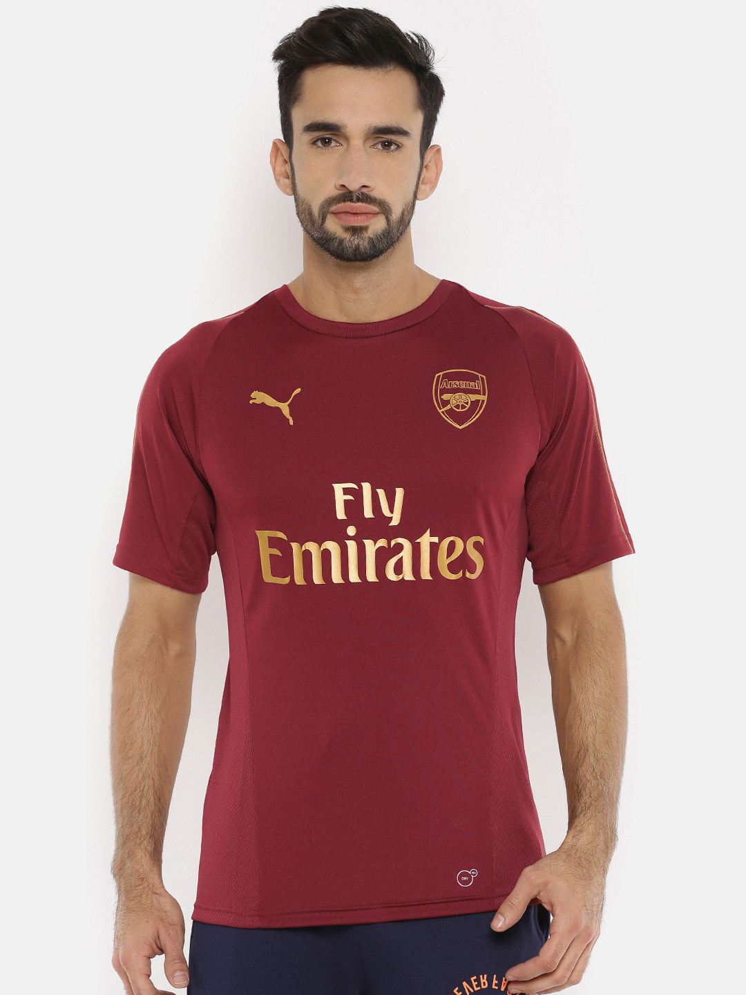 Buy Puma Men Maroon Arsenal FC Jersey EPL Sponsor Logo DryCELL Round ...