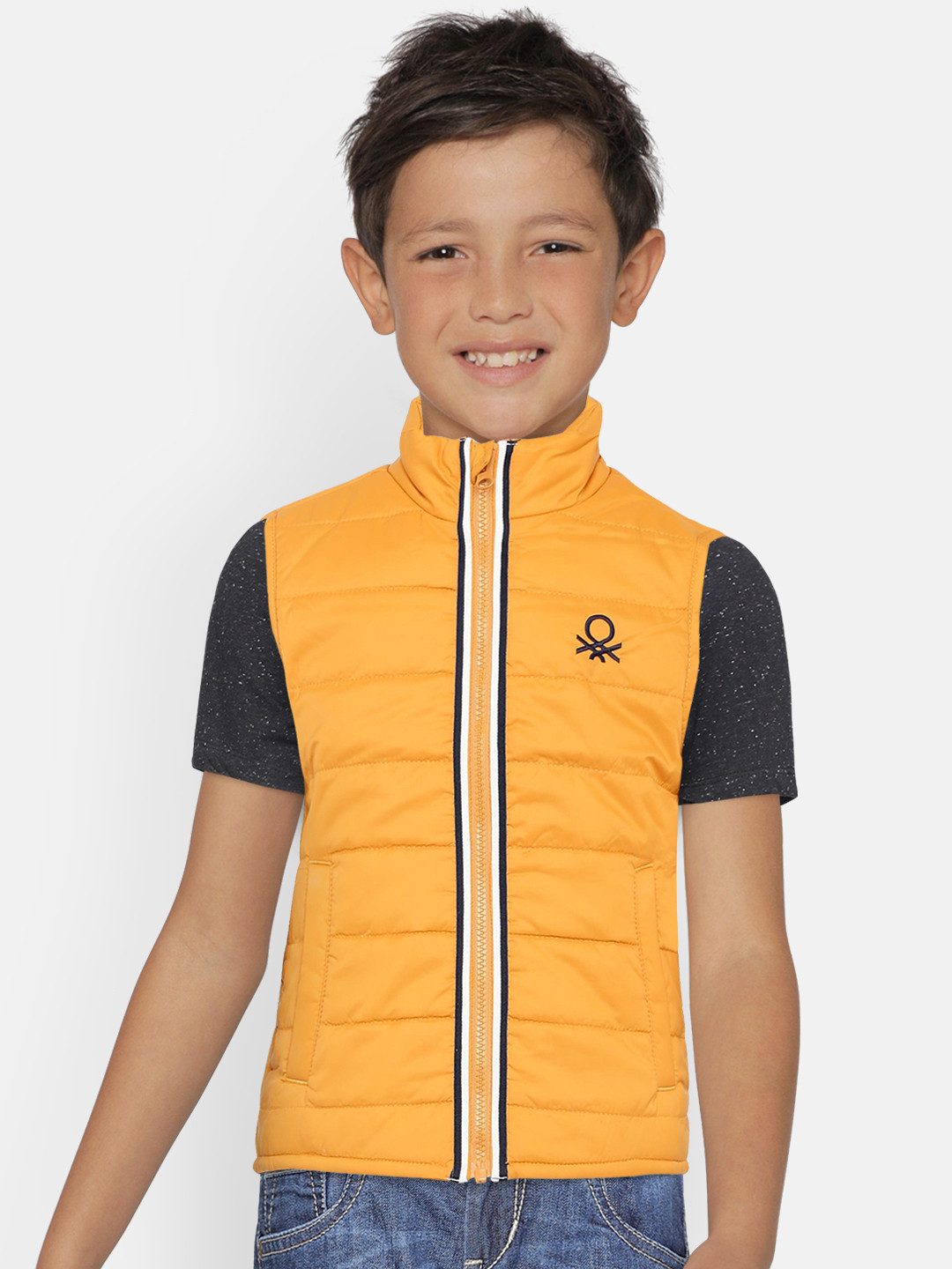Buy United Colors Of Benetton Boys Mustard Yellow Solid Sleeveless ...