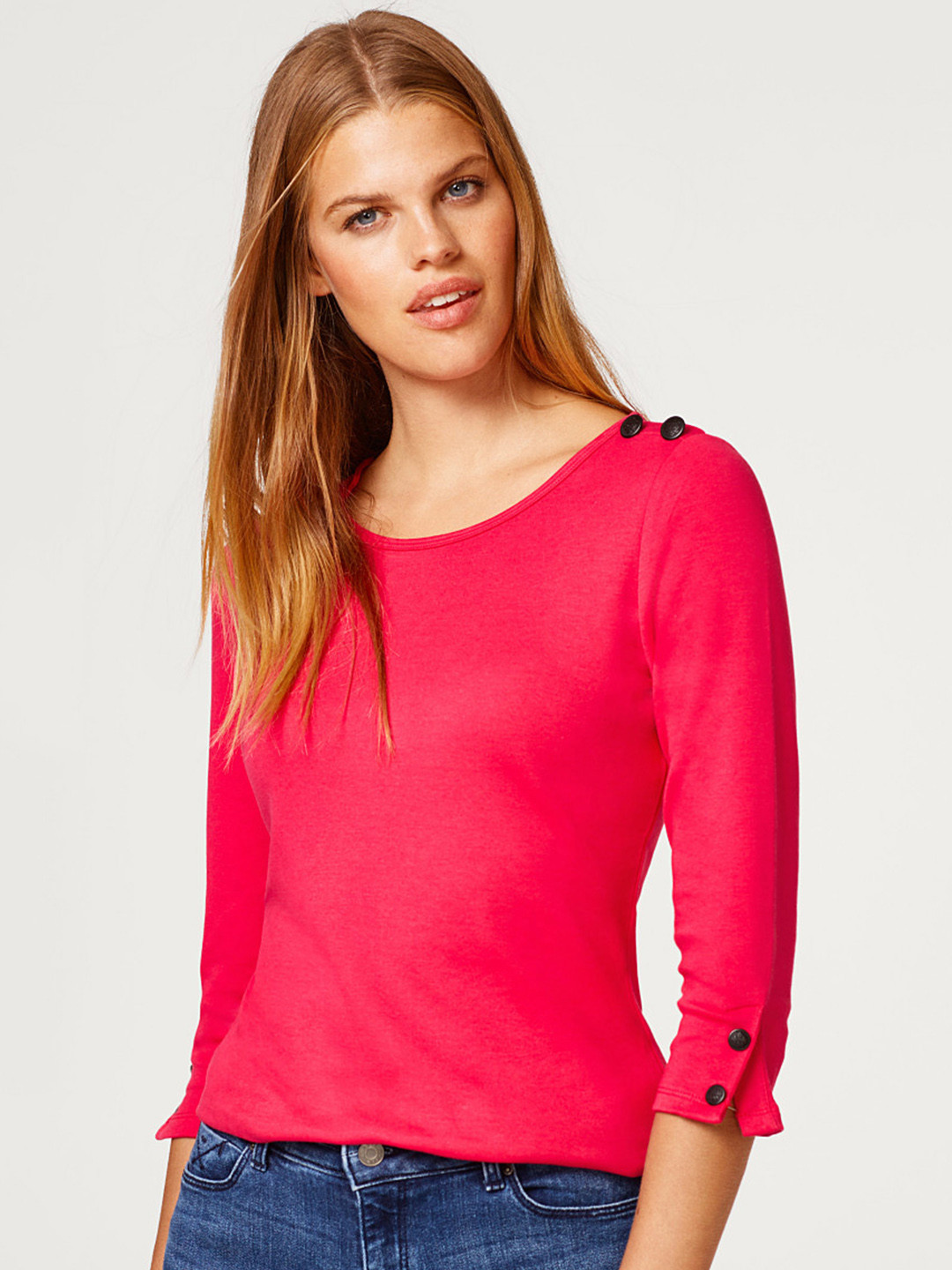 Buy ESPRIT Pink Solid Pure Cotton Top - Tops for Women 7195821 | Myntra
