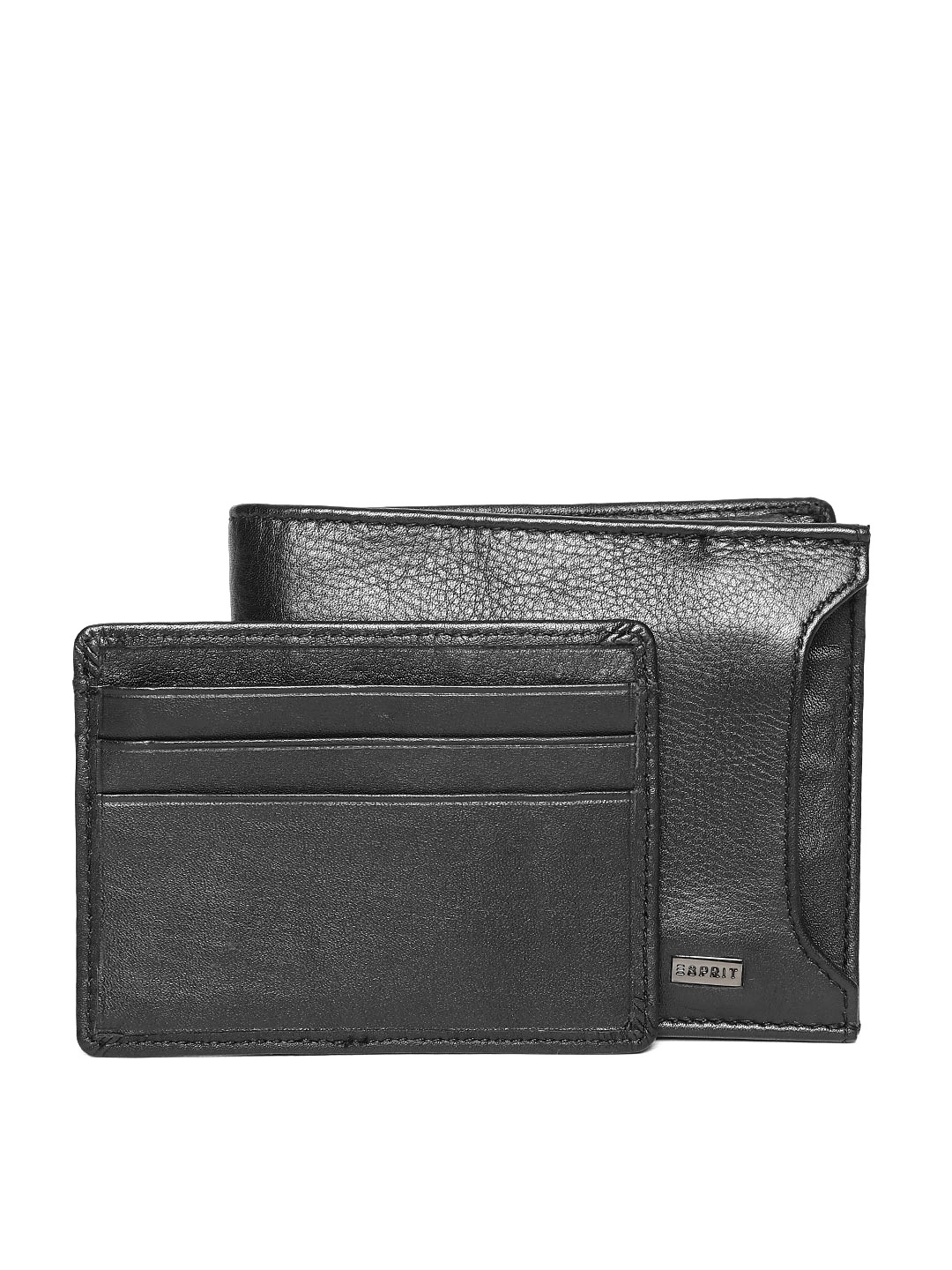 Buy ESPRIT Women Black Solid Leather Two Fold Wallet - Wallets for ...