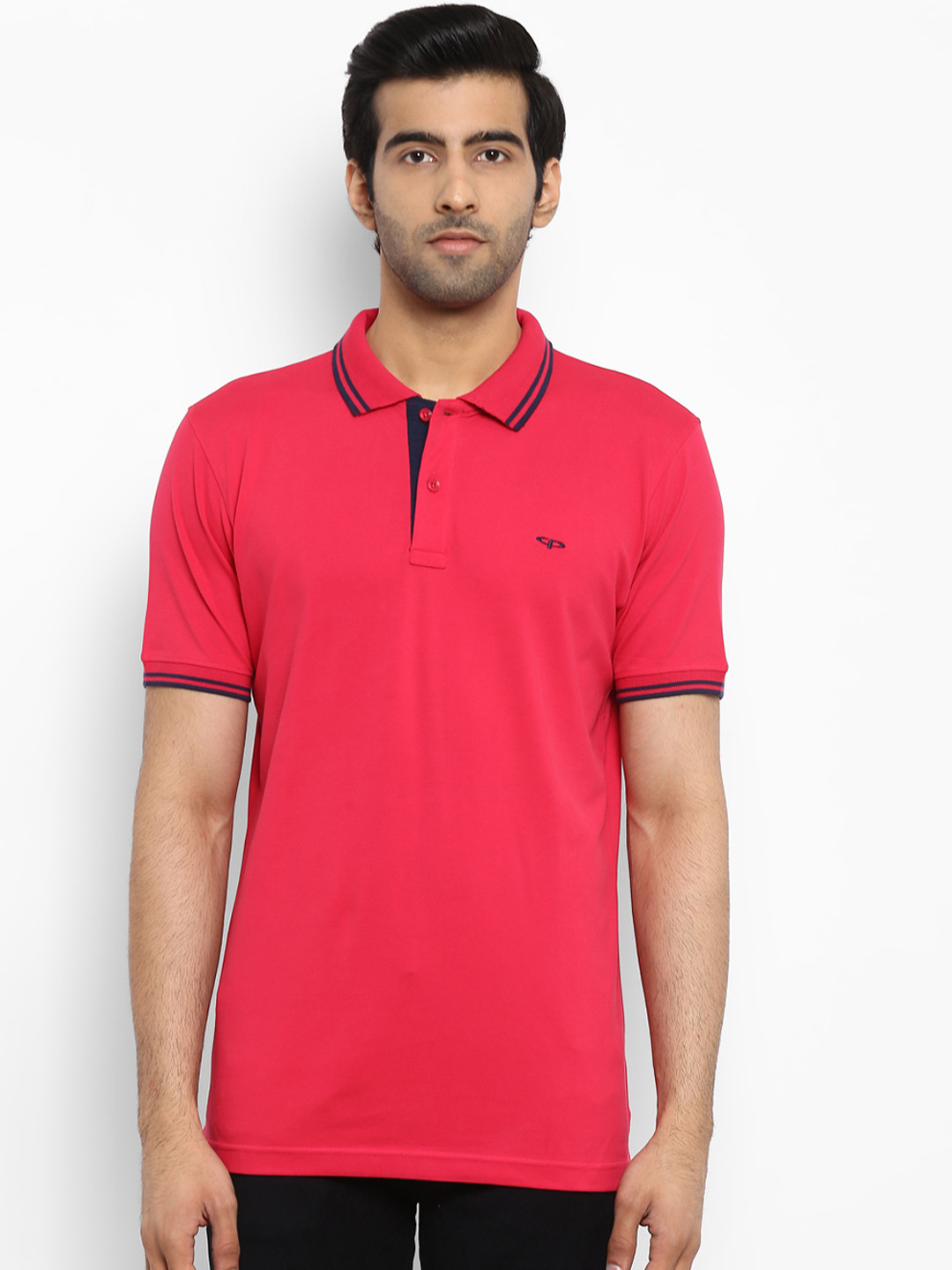 Buy ColorPlus Men Magenta Solid Polo Collar T Shirt - Tshirts for Men ...