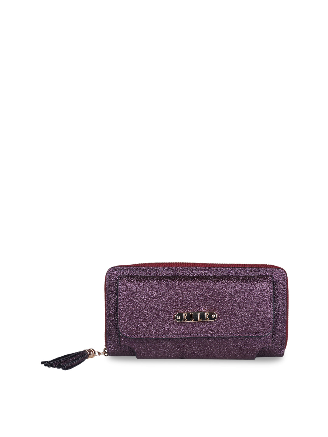 Buy ELLE Women Purple Textured Zip Around Wallet - Wallets for Women ...