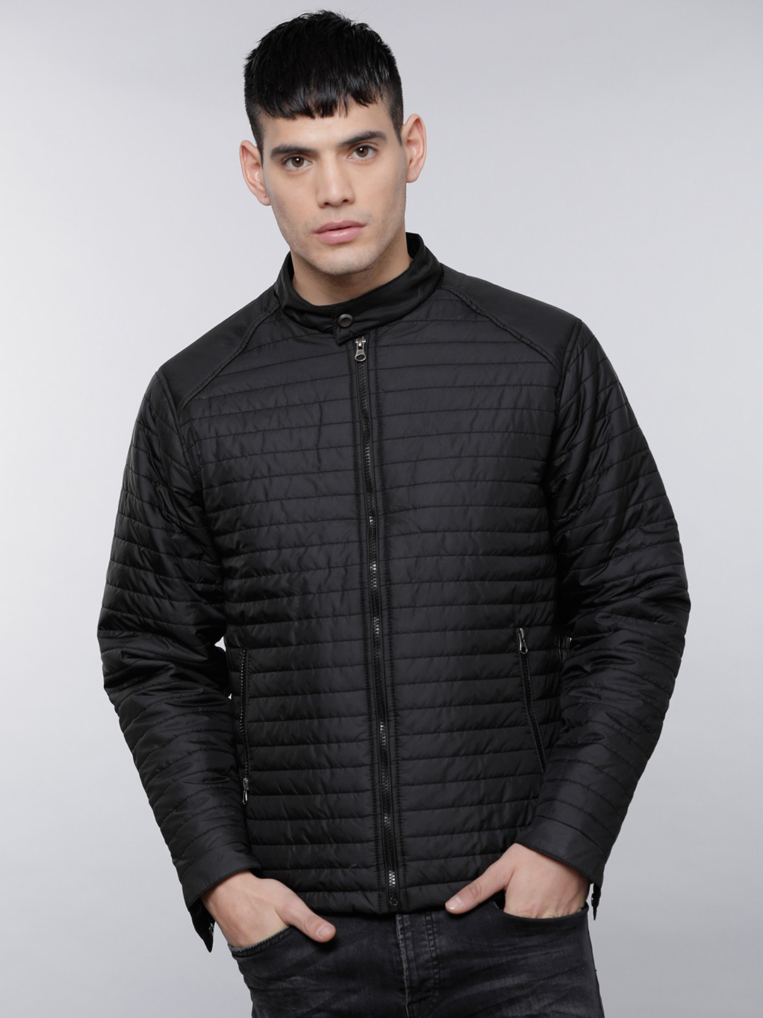 Buy LOCOMOTIVE Men Black Solid Padded Jacket - Jackets for Men 7203645 ...