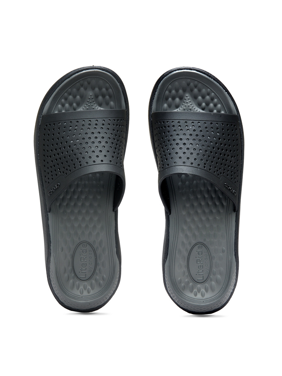 Buy Crocs Literide Men Black Solid Sliders - Flip Flops for Men 7205471 | Myntra