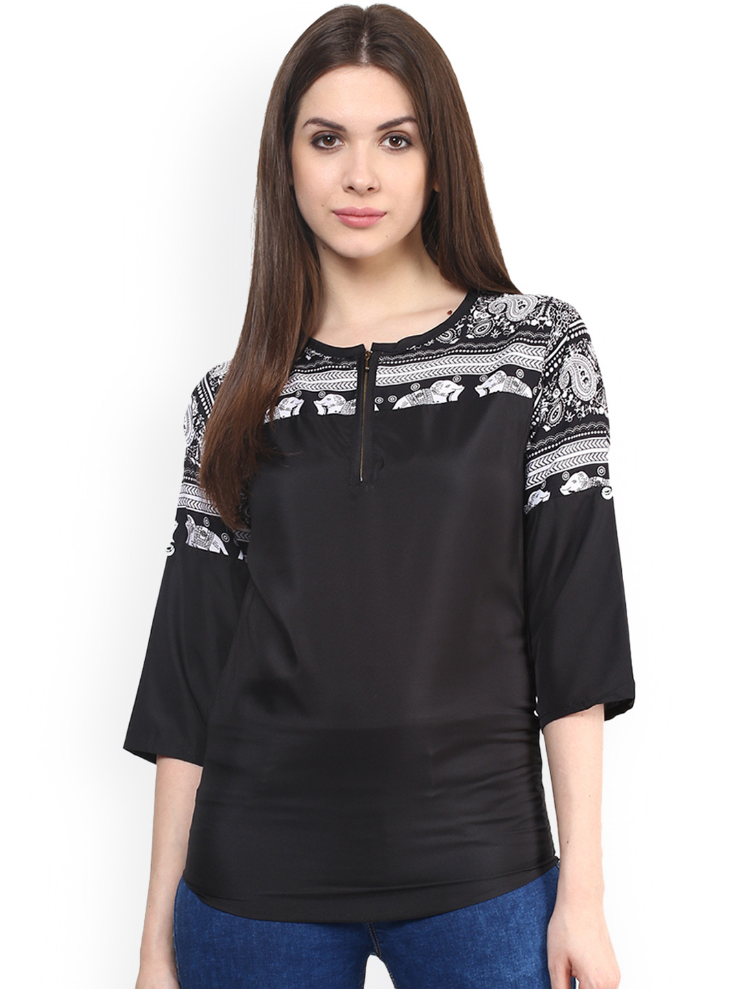 Buy Mayra Women Black Printed Top - Tops for Women 7206129 | Myntra