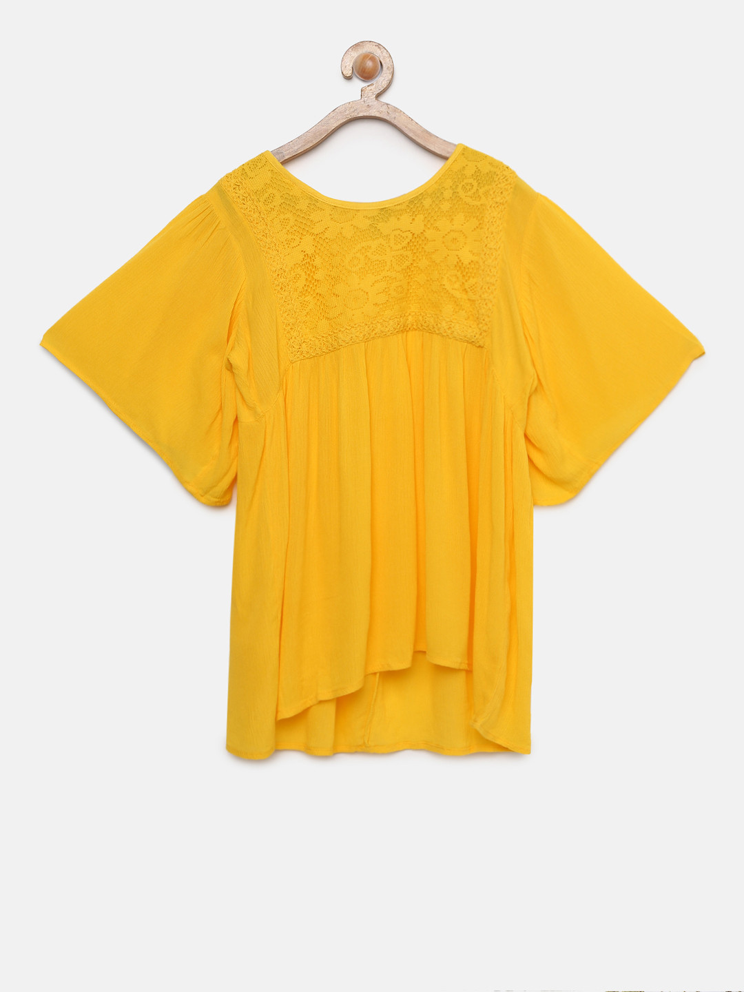 Buy Fame Forever By Lifestyle Girls Yellow Solid High Low Top - Tops ...