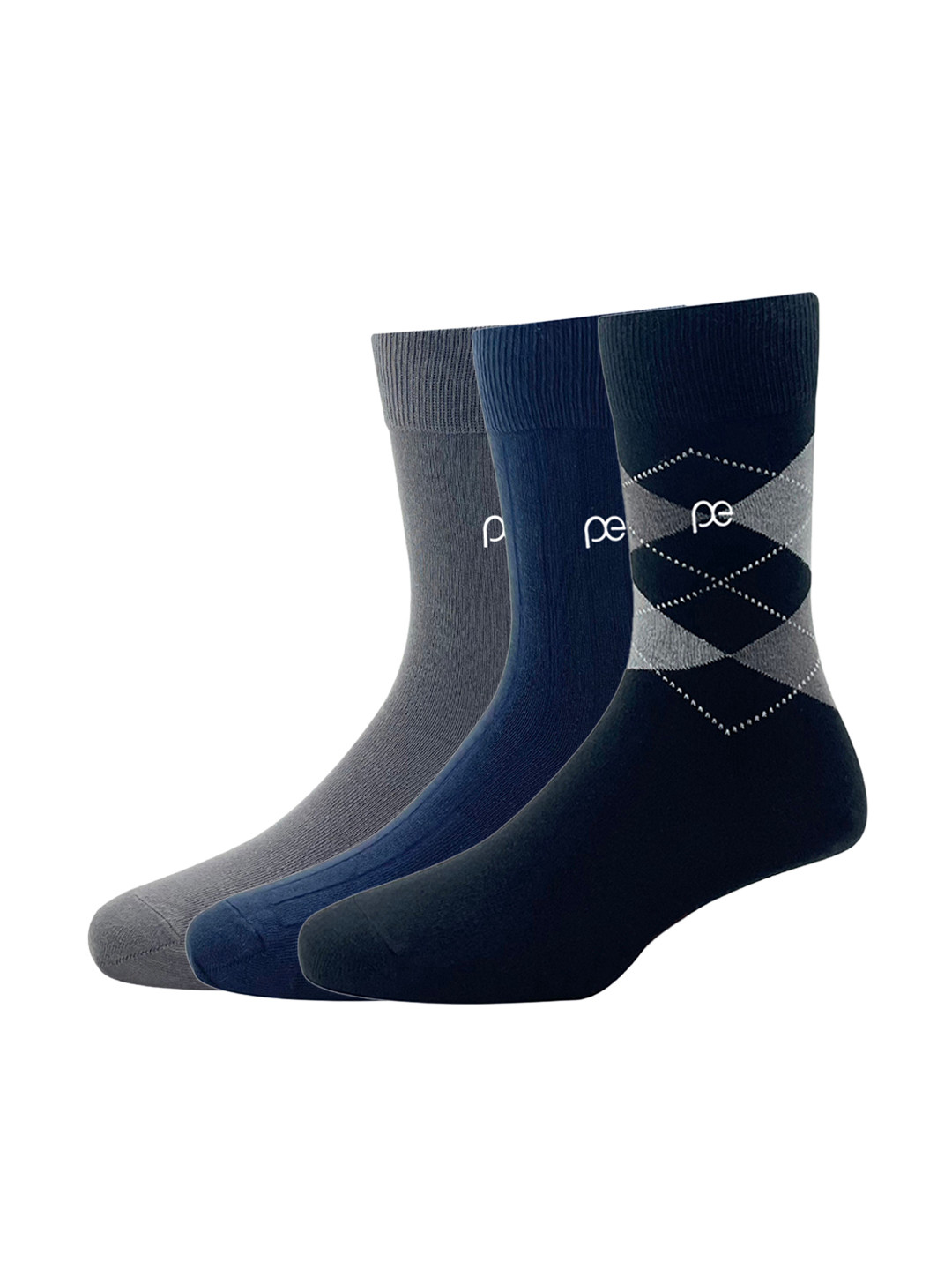Buy Peter England Men Set Of 3 Calf Length Assorted Socks - Socks for ...