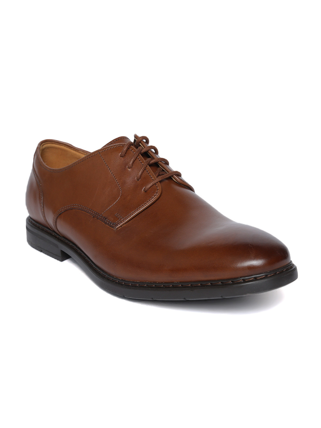 Buy Clarks Men Brown Solid Leather Formal Derbys - Formal Shoes for Men ...
