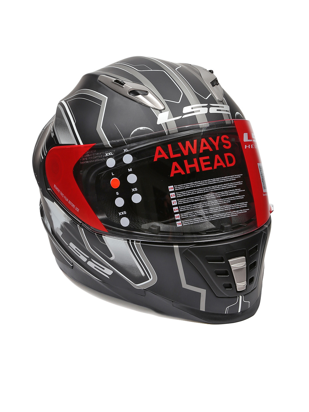 Buy LS2 Men Black & Grey SPACE Full Face Helmet With Double Visor ...