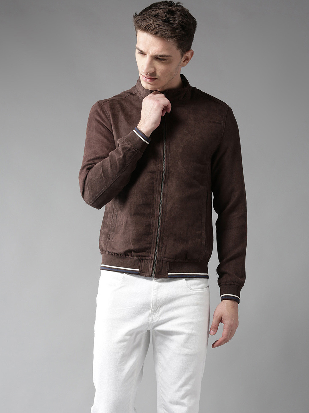 Buy Flying Machine Men Coffee Brown Solid Bomber Jacket - Jackets for ...