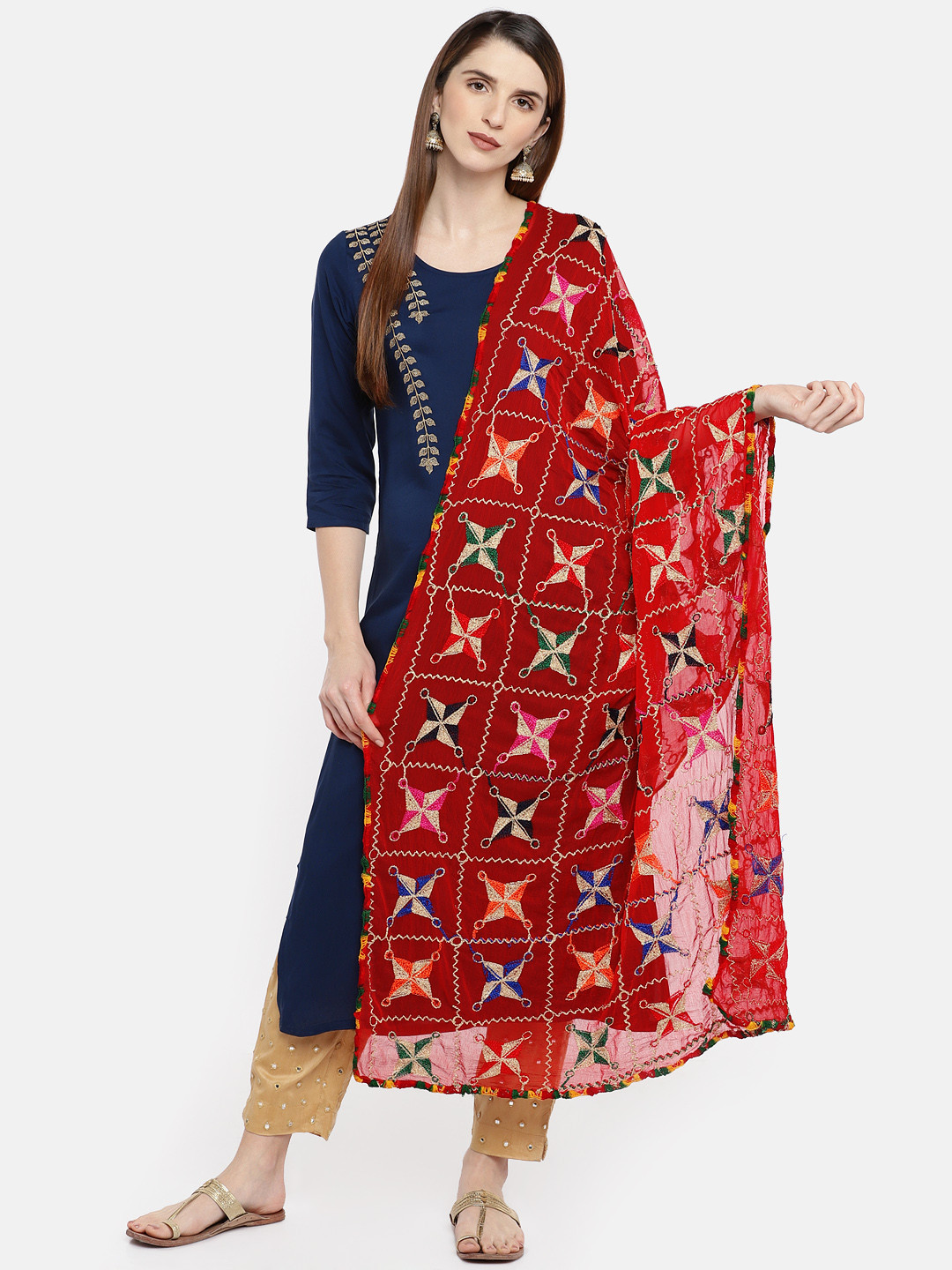 Buy Dupatta Bazaar Multicoloured Embroidered Dupatta - Dupatta for ...