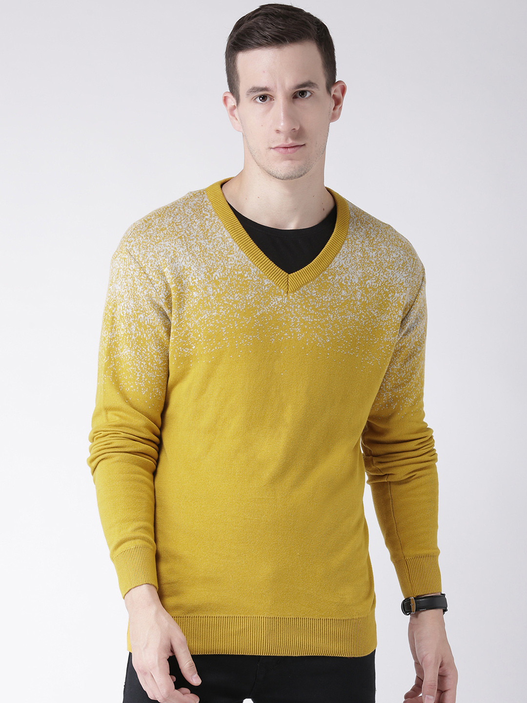 Buy Club York Men Mustard Yellow Printed Pullover - Sweaters for Men ...