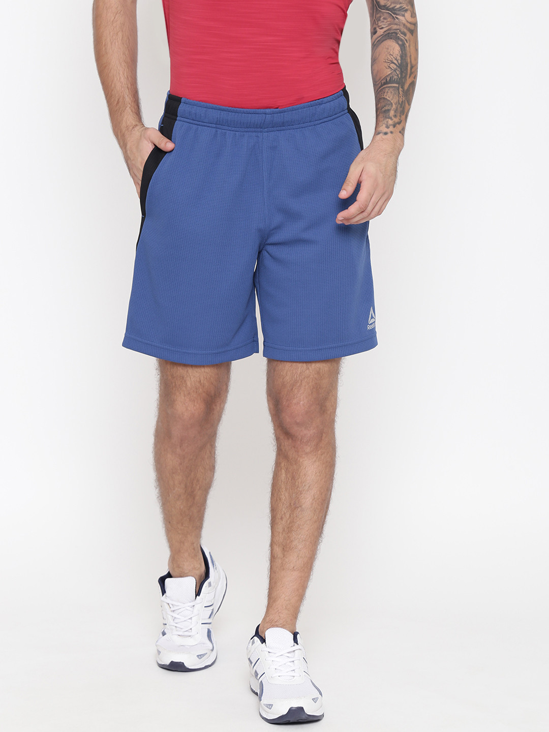 Buy Reebok Men Teal Blue Self Design ATH Sports Shorts - Shorts for Men ...