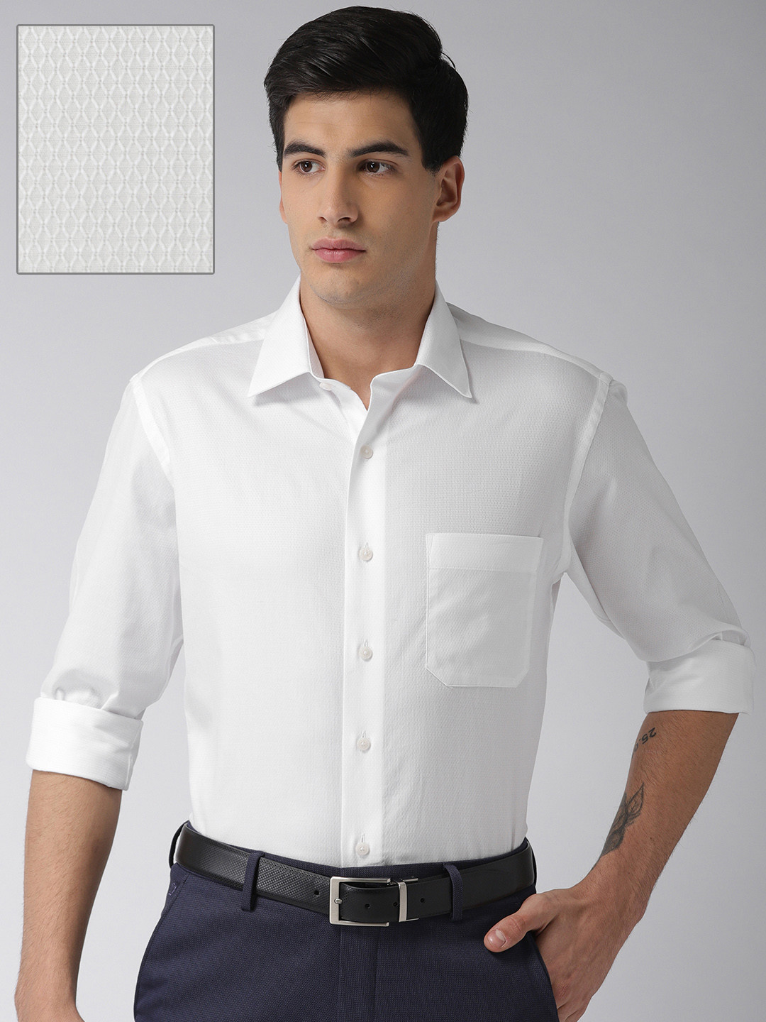 Buy Arrow Men White Self Design Formal Shirt - Shirts for Men 7248015 ...
