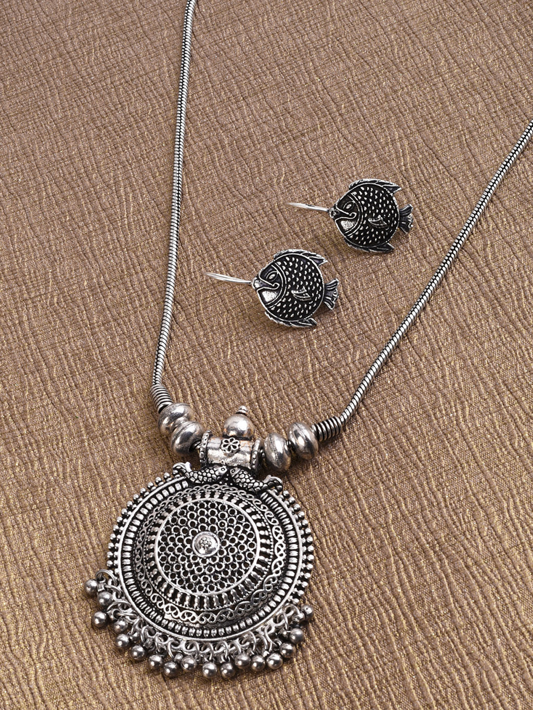 Buy FIROZA Oxidised Silver Toned Jewellery Set - Jewellery Set for ...
