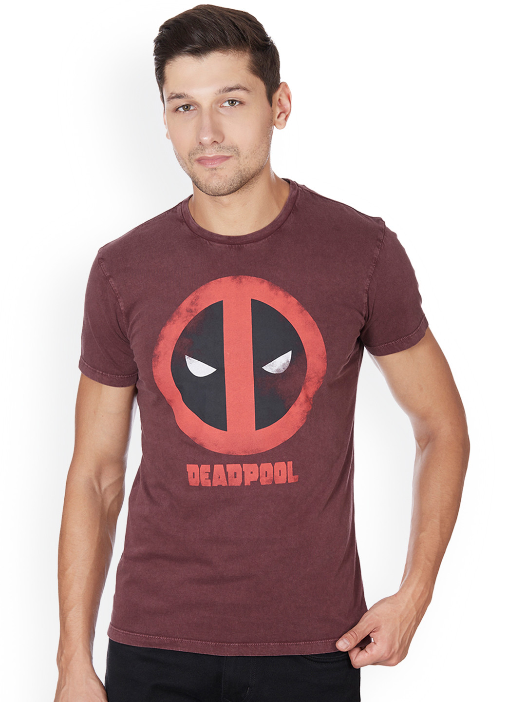 Buy Free Authority Men Maroon Deadpool Printed T Shirt - Tshirts for ...