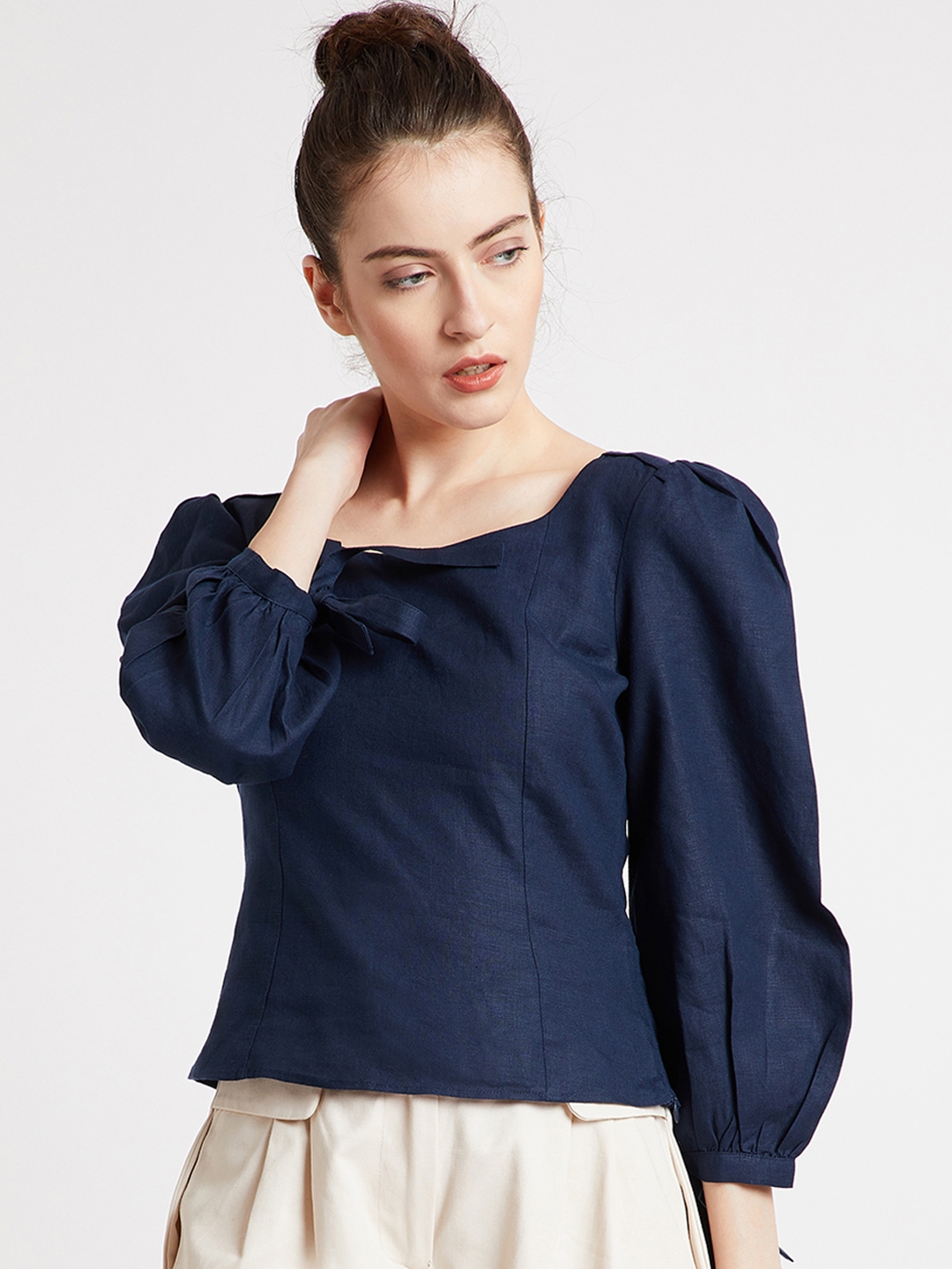 Buy Cover Story Women Navy Blue Solid Top Tops For Women 7254064 Myntra