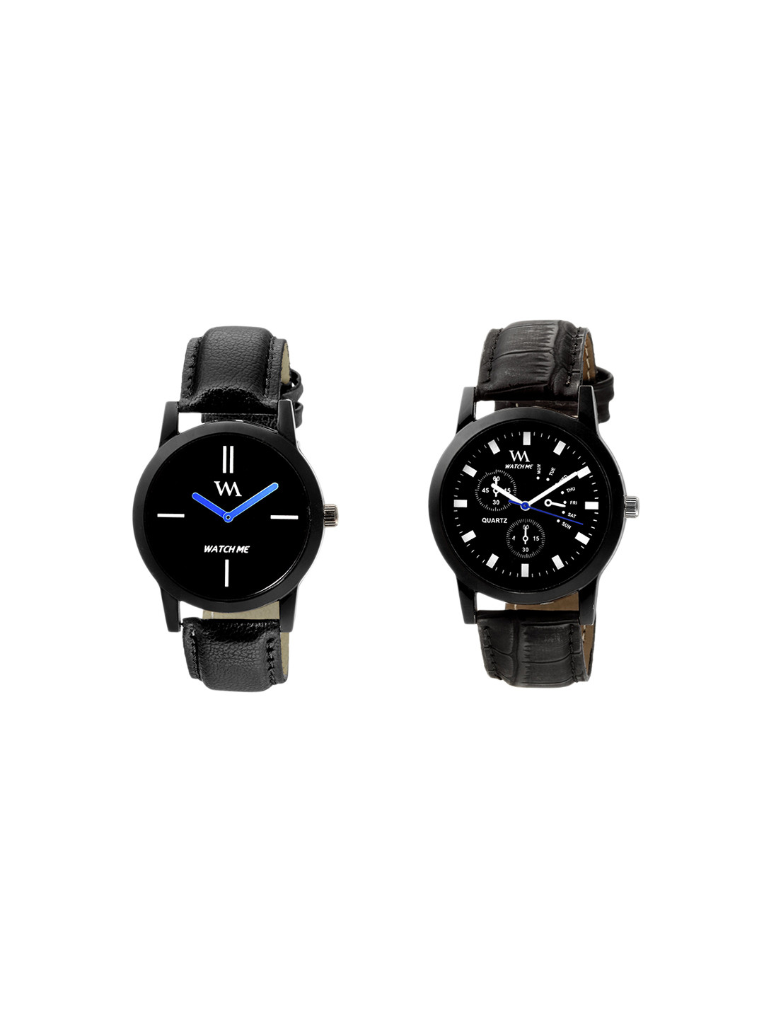 Buy WM Men Set Of 2 Black Analogue Watches JG WMC 002 WMC 003 - Watches ...