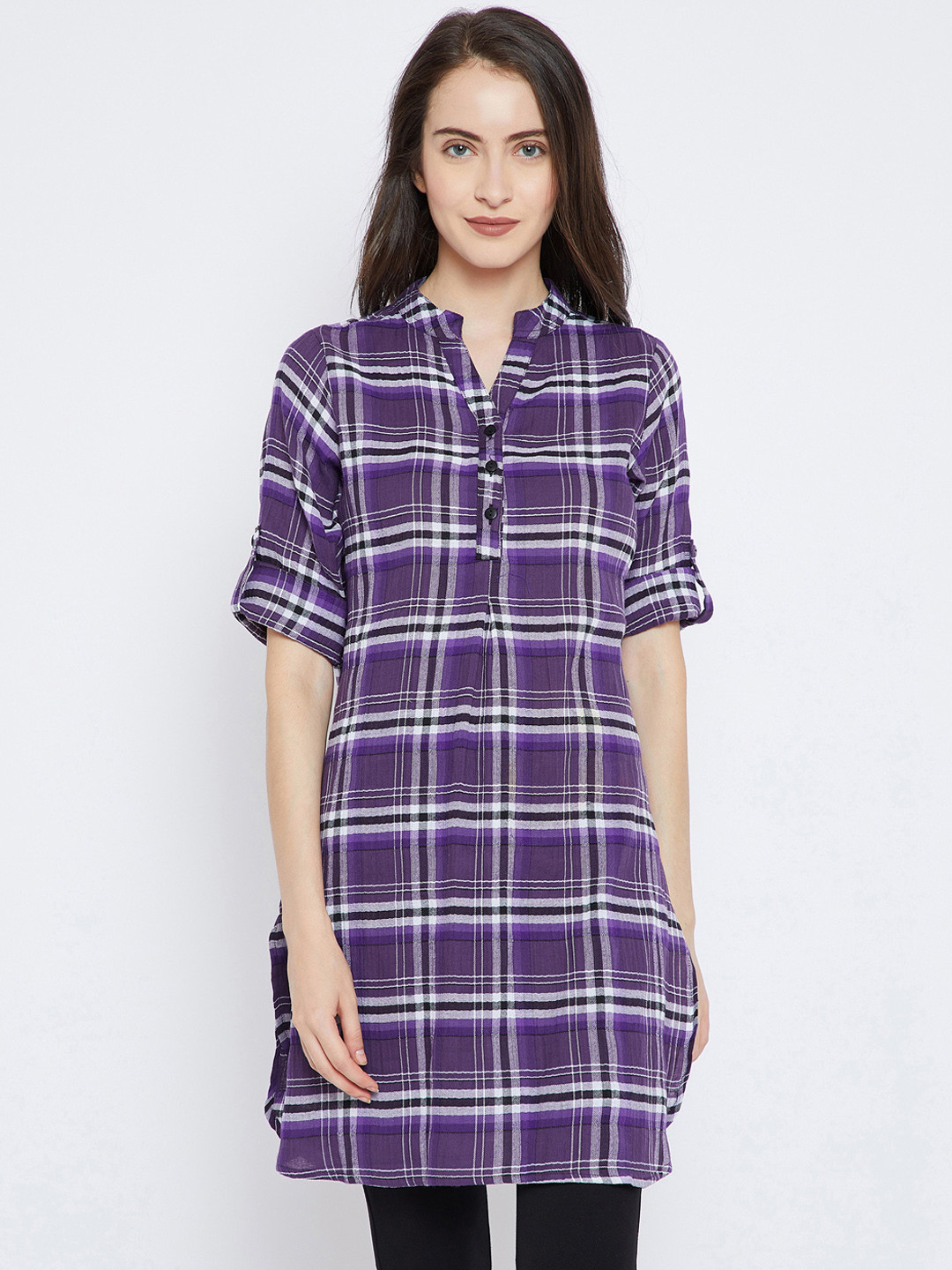 Buy Ruhaans Purple & White Printed Tunic - Tunics for Women 7255480 ...