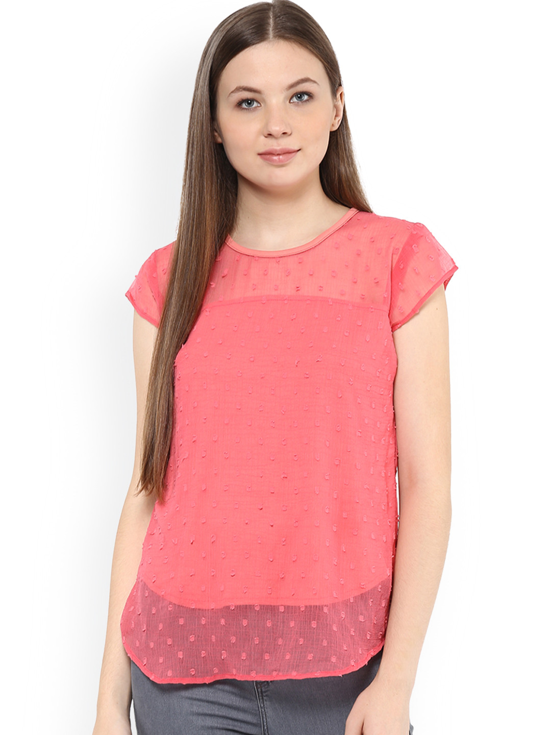 Buy Mayra Women Pink Self Design Top - Tops for Women 7256610 | Myntra