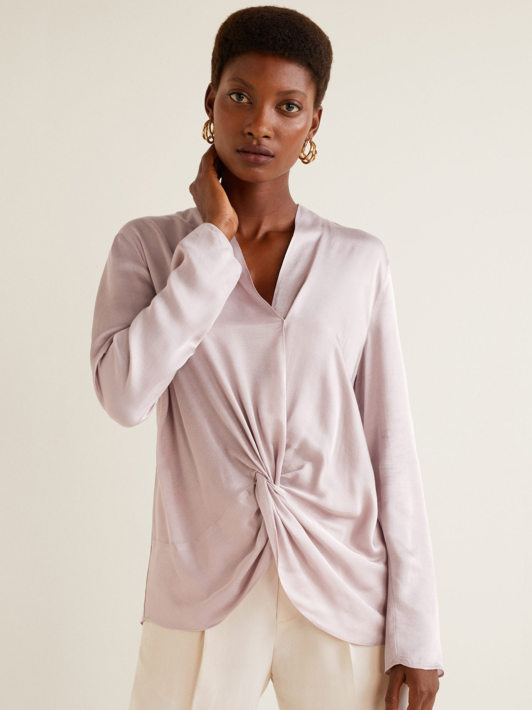 Buy MANGO Women Lavender Solid Knot Detail Top - Tops for Women 7258162 ...