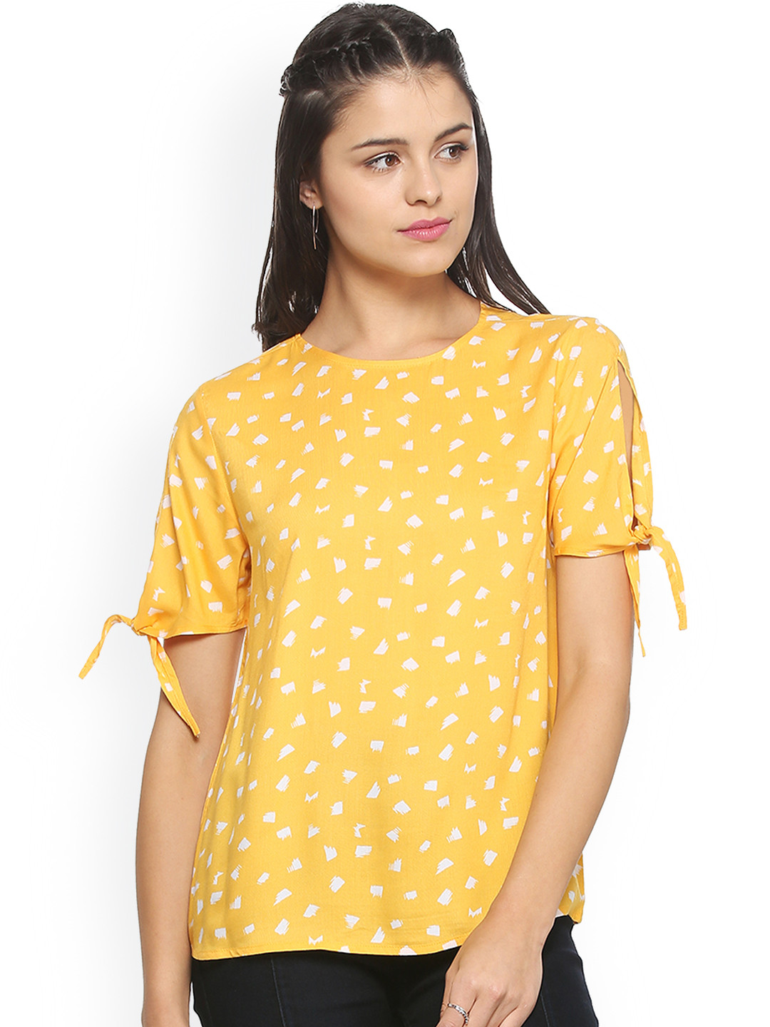 Buy People Women Yellow Printed Top - Tops for Women 7260365 | Myntra
