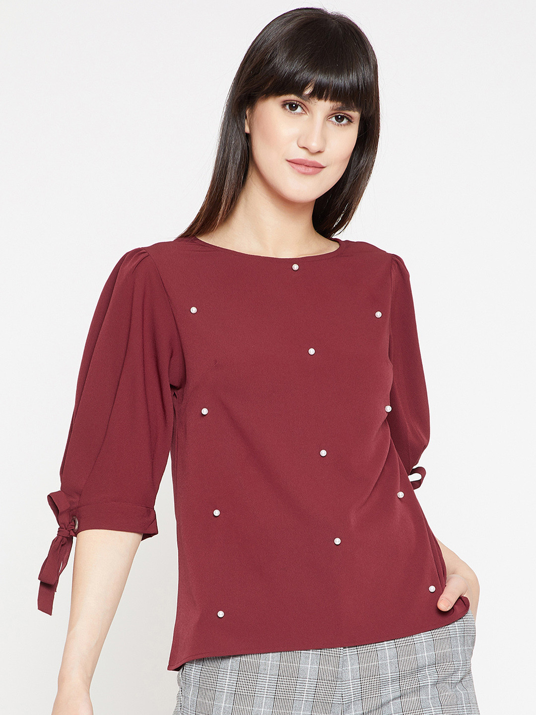 Buy RARE Women Maroon Embellished A Line Top - Tops for Women 7267321 ...