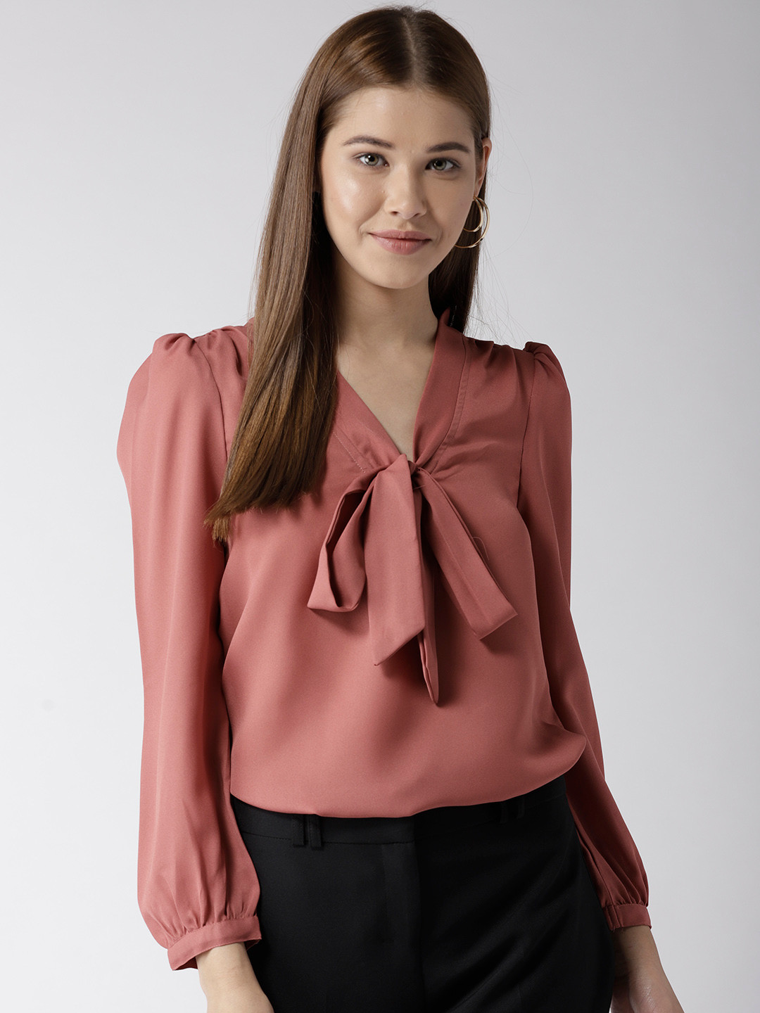Buy La Zoire Rose Pleated Knotted Top - Tops for Women 7269197 | Myntra