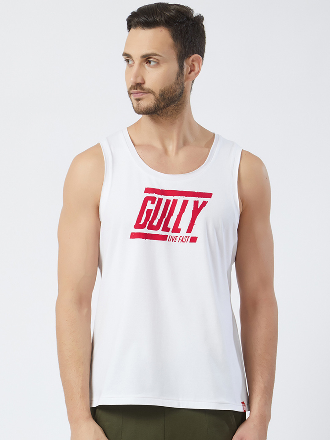 Buy GULLY Men White Printed Scoop Neck T Shirt - Tshirts for Men ...