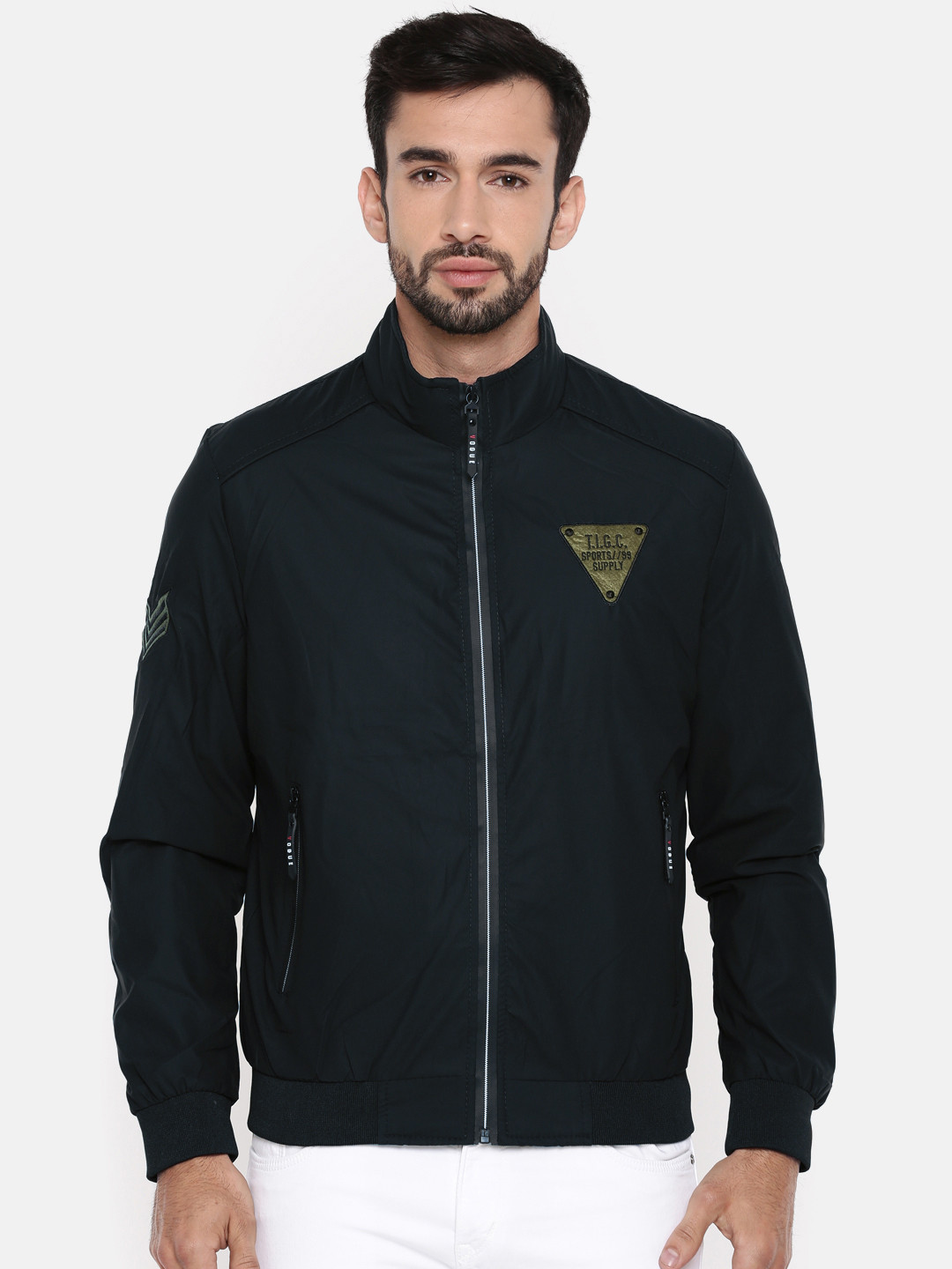 Buy The Indian Garage Co Men Navy Solid Bomber - Jackets for Men ...