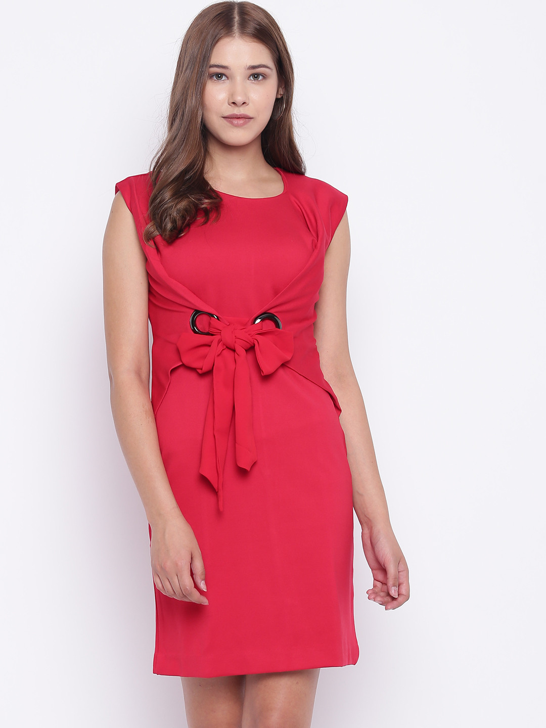 Buy Madame Women Red Solid Sheath Dress - Dresses for Women 7272749 ...