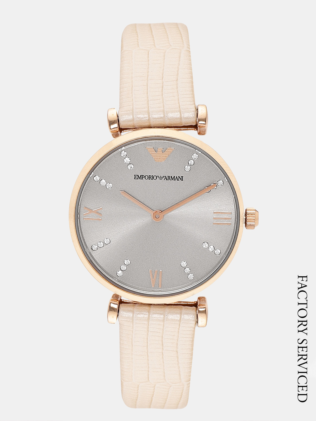 Buy Emporio Armani Women Silver Toned Factory Serviced Analogue Watch ...