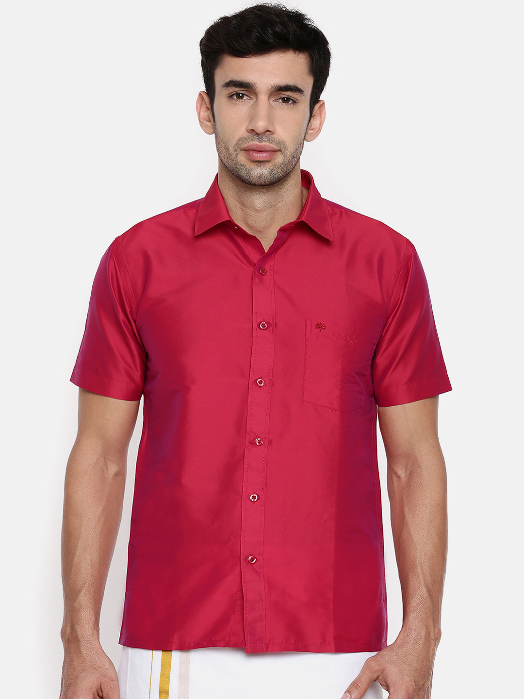 Buy Chennis Men Red Regular Fit Solid Party Shirt - Shirts for Men ...