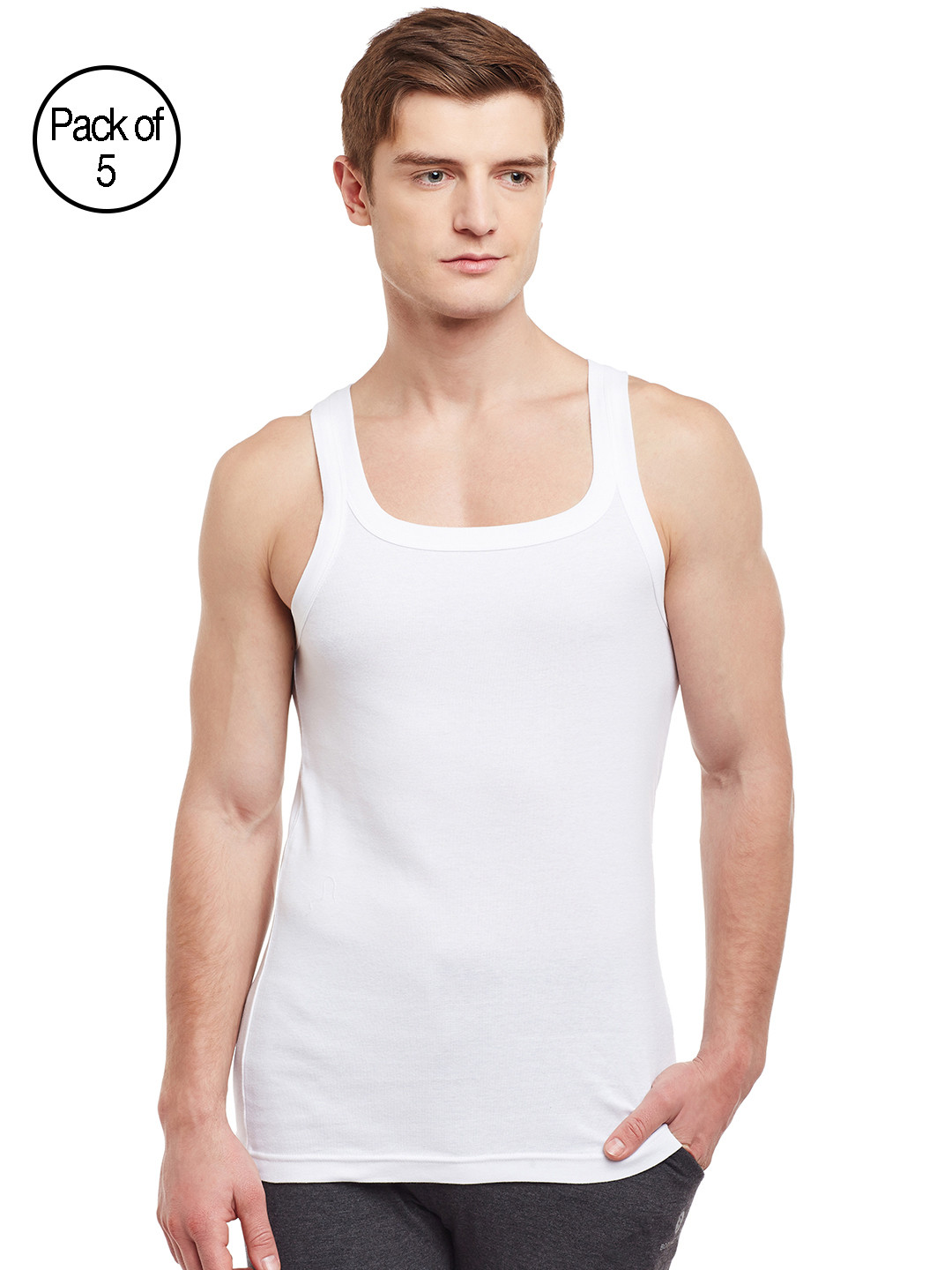 Buy BODYX Men White Pack Of 5 Basic Innerwear Vest BX211 W - Innerwear ...