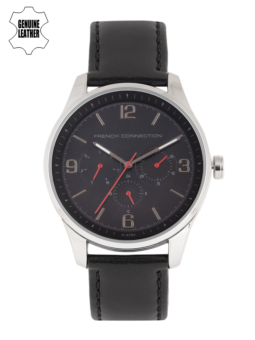 Buy French Connection Men Black Genuine Leather Analogue Watch FC1307B ...