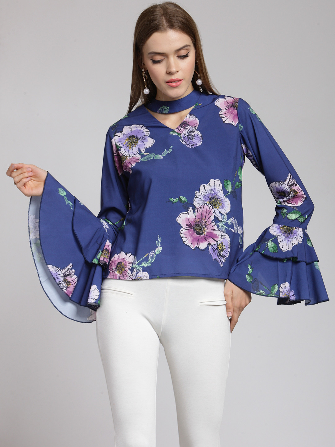 Buy PlusS Women Blue Printed A Line Top - Tops for Women 7287627 | Myntra
